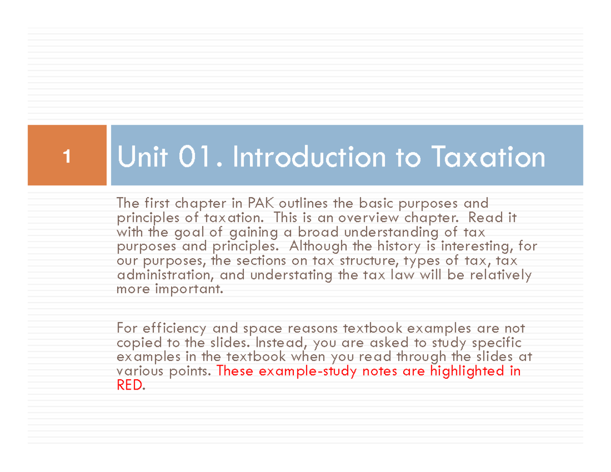 Intro TO TAX - - Studocu