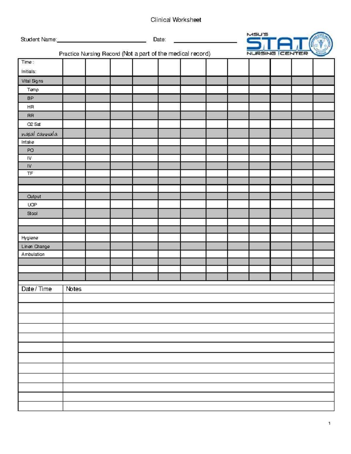 Blank Care Plan for medsurg - Clinical Worksheet Student Name: Date ...