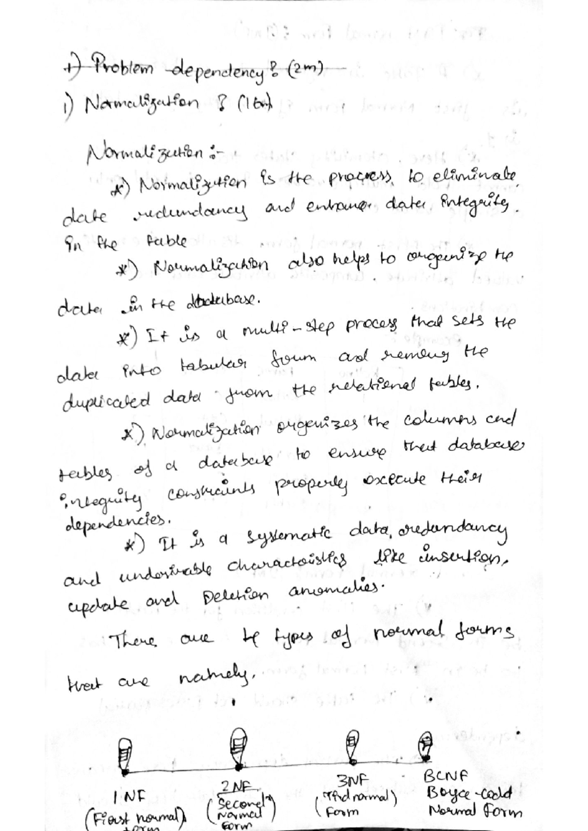 DBMS - Jjsksnd - Problem dependency? (2m) 1) Namalization ? (16n ...