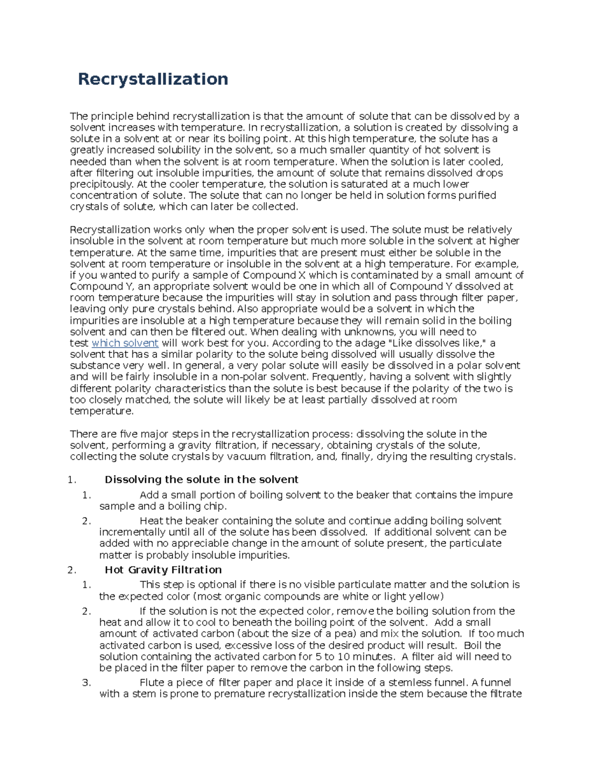 Recrystallization 2 - notes from internet - Recrystallization The ...