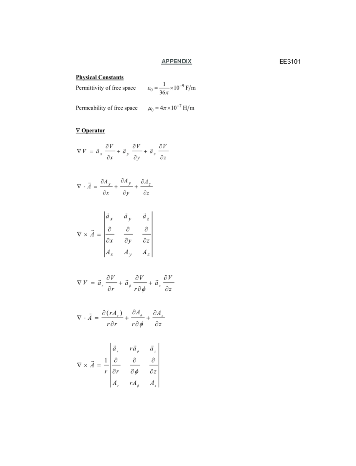 EE3101 Appendix (exam formula list) - EE3001 - NTU - Studocu
