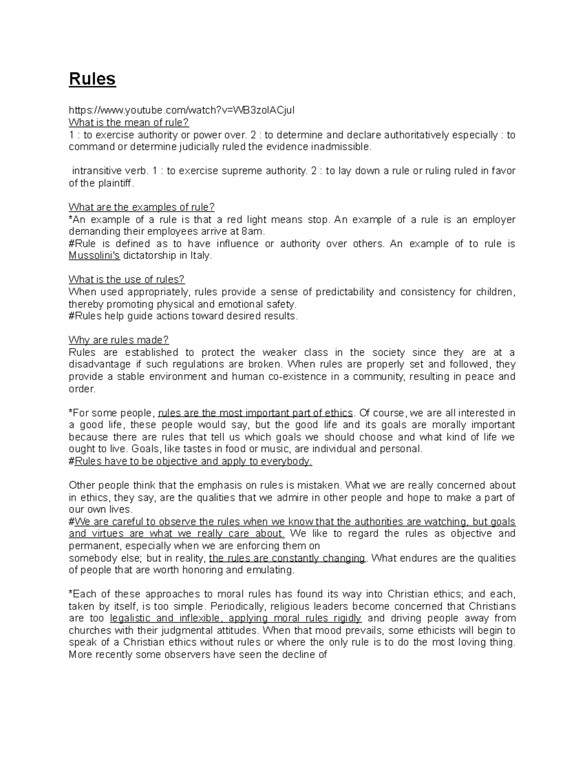 Ethics Reviewer - Rules youtube/watch?v=WB3zolACjuI What is the mean of ...