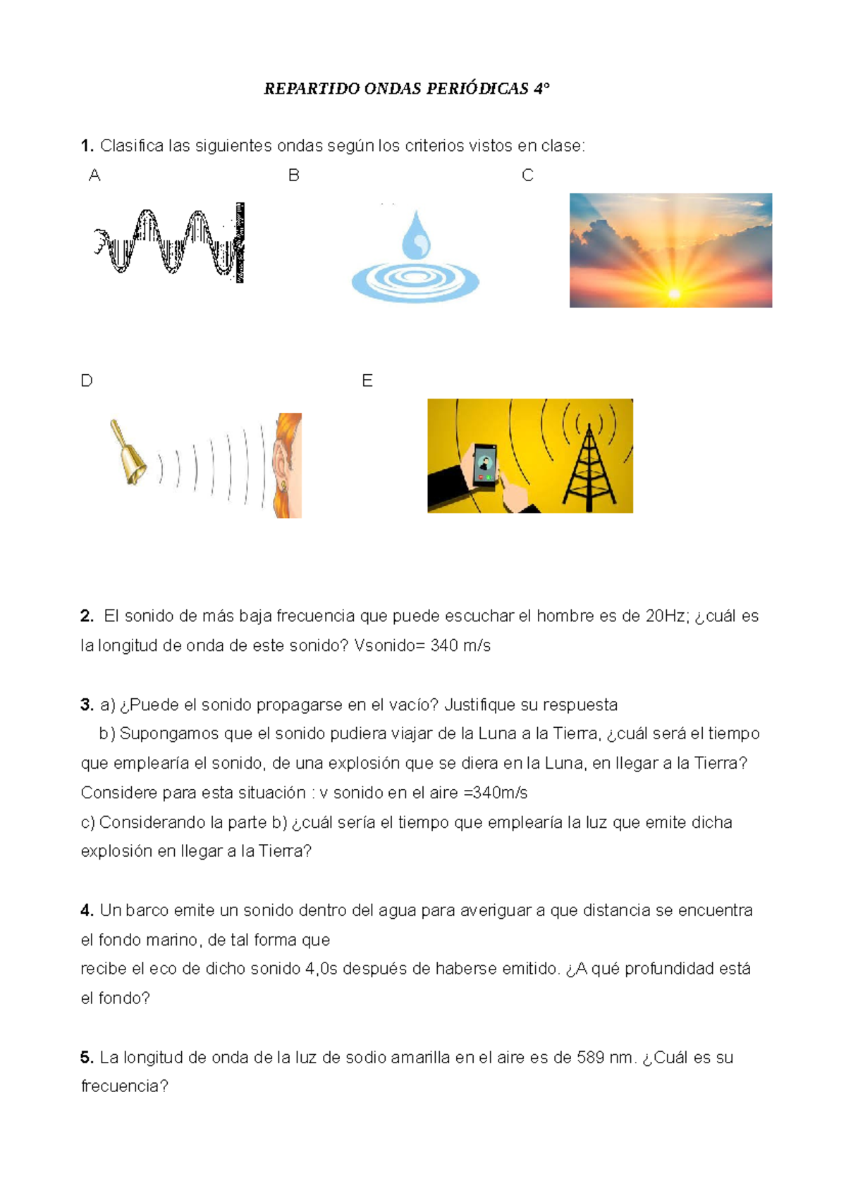 Repartido Ondas Periódicas 4° - REPARTIDO ONDAS PERIÓDICAS 4° Clasifica ...