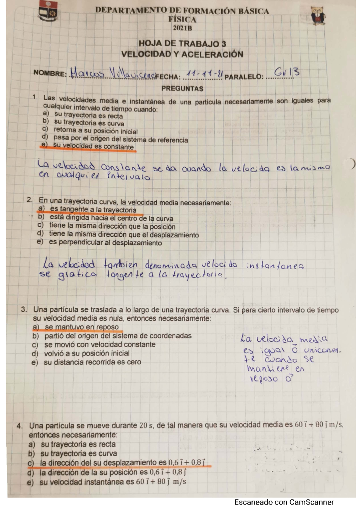 Hoja de trabajo 3 fisica - Lab. Física Molecular - Studocu