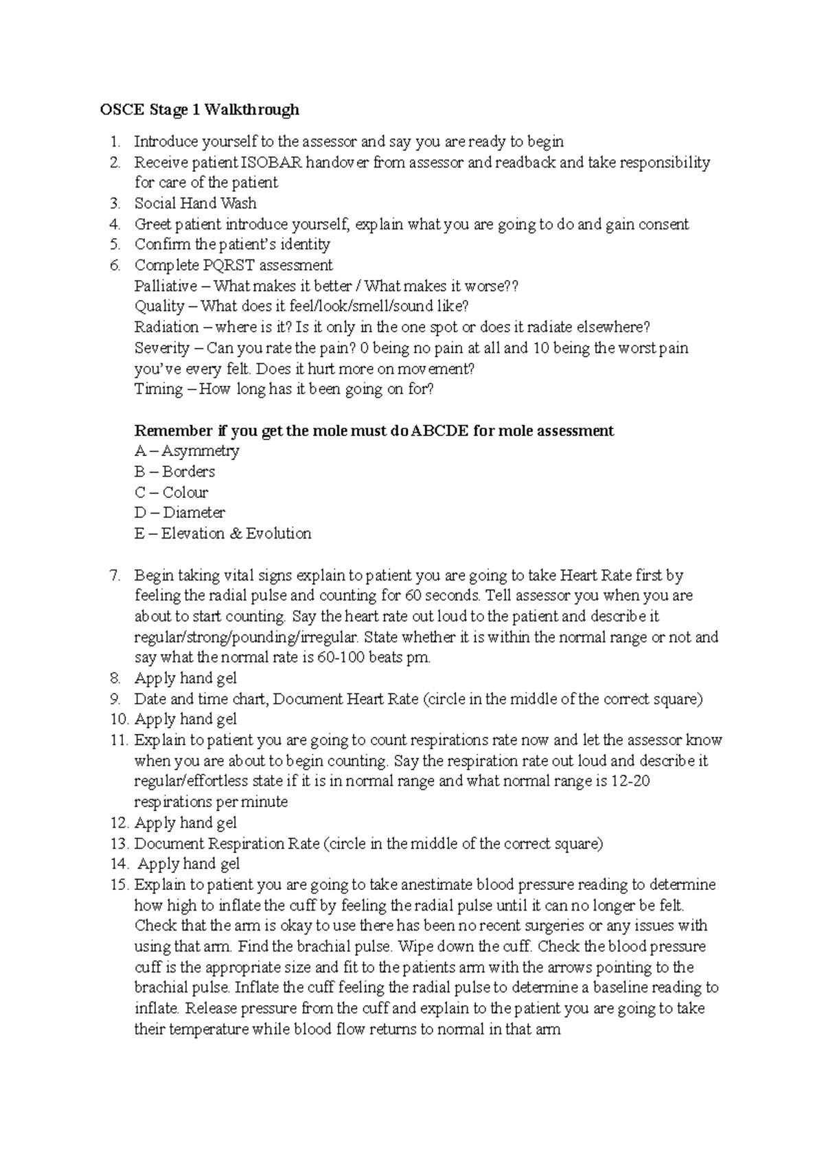 OSCE Stage 1 Walkthrough Summary - OSCE Stage 1 Walkthrough Introduce ...