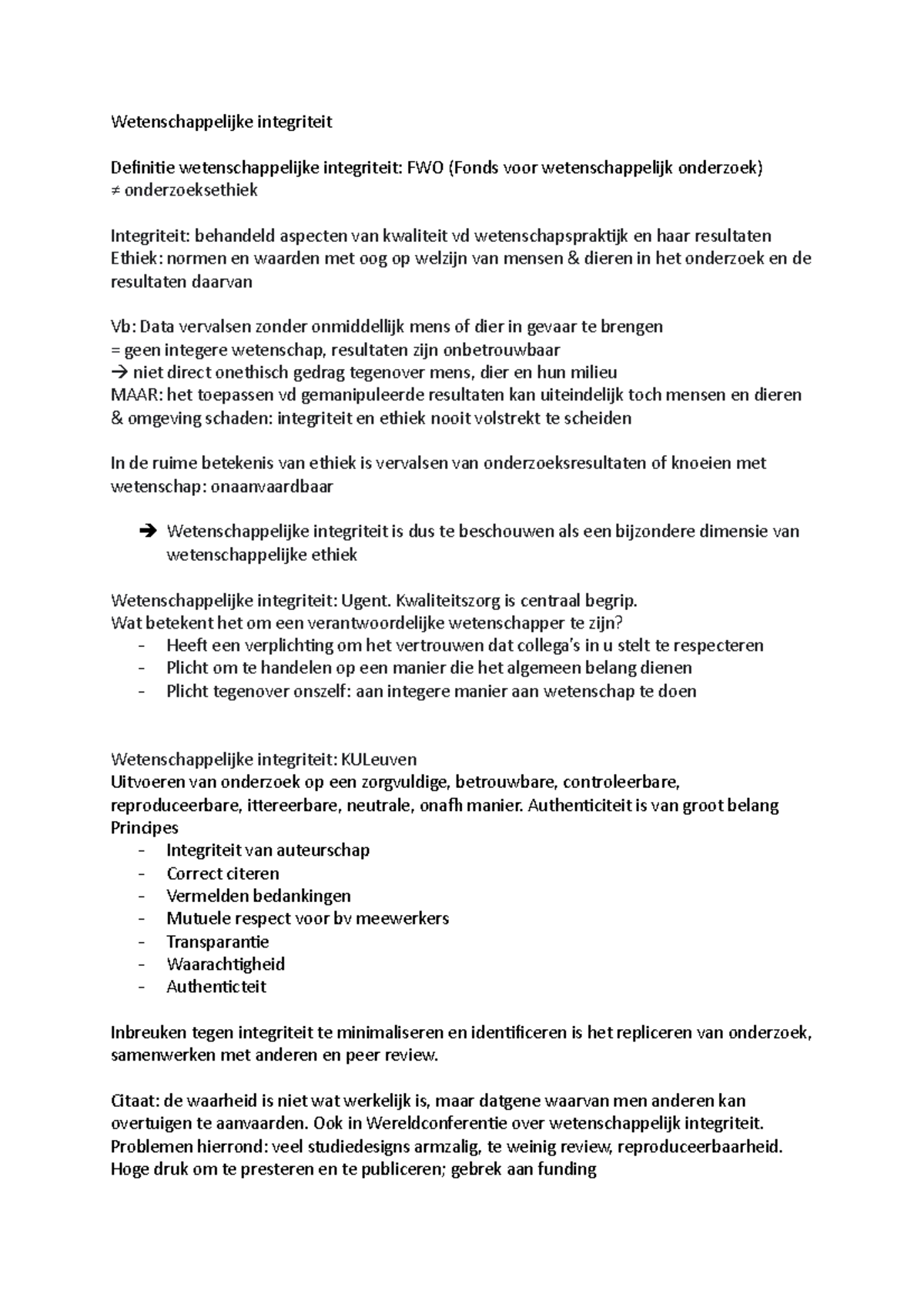 Wetenschappelijke integriteit - Kwaliteitszorg is centraal begrip. Wat ...