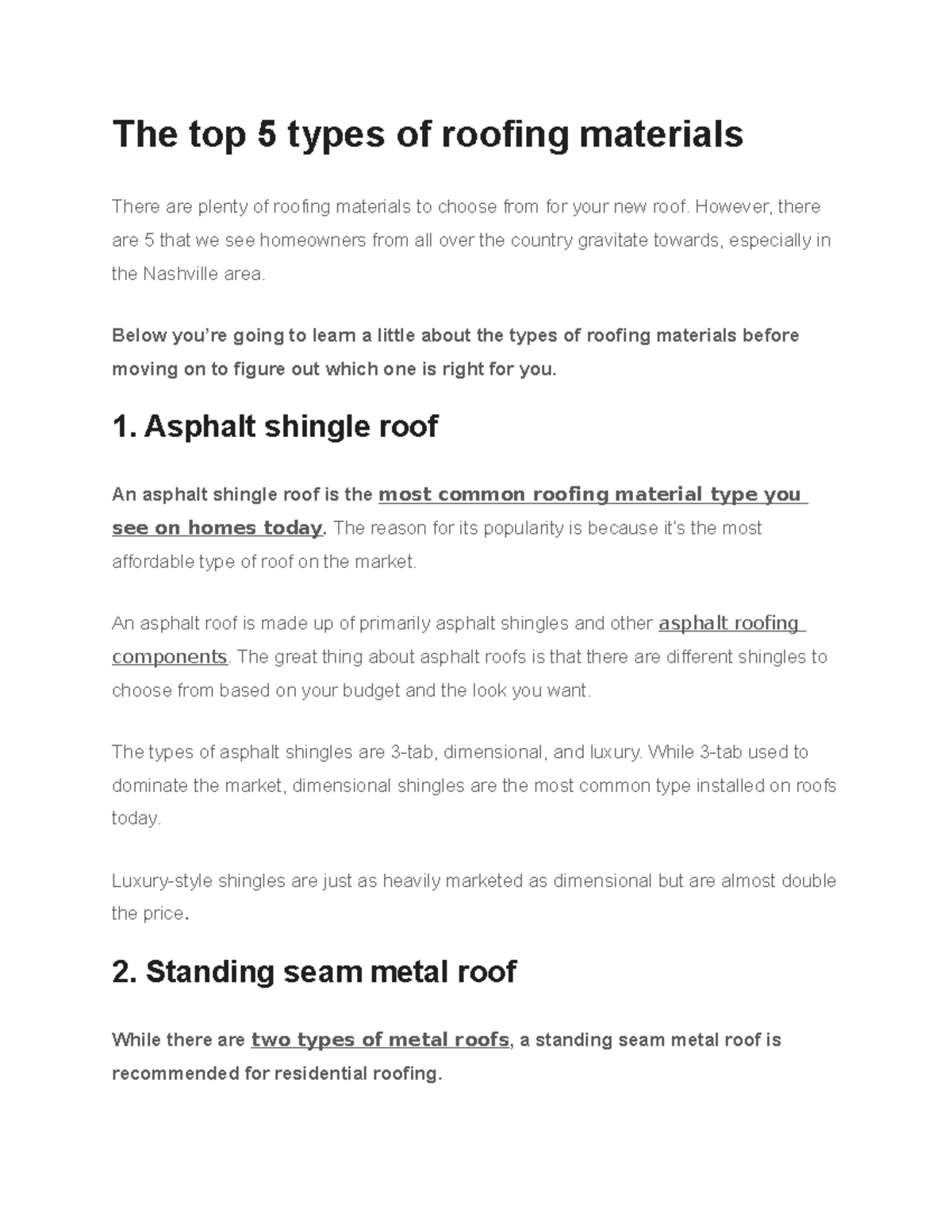 Roofing - The top 5 types of roofing materials There are plenty of ...