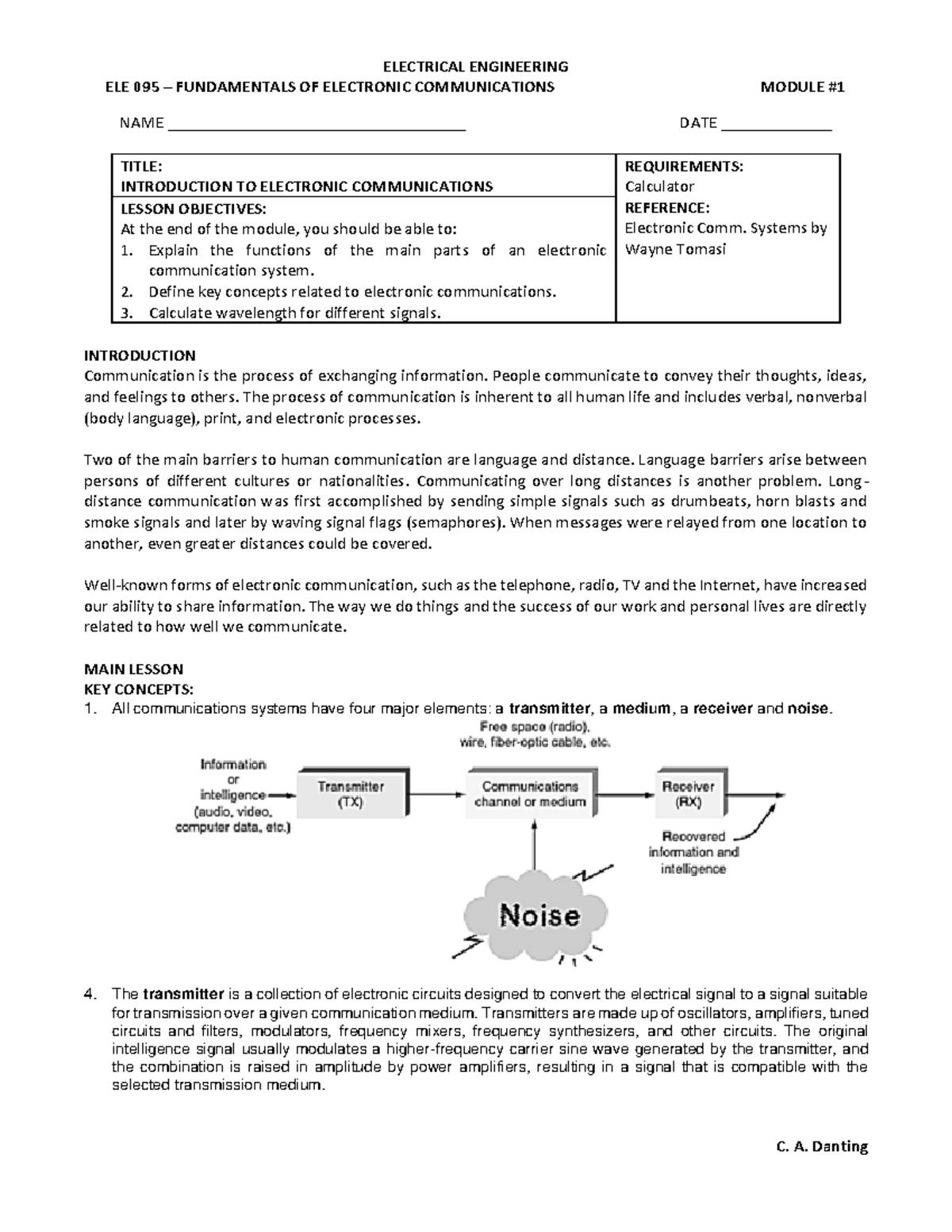 ELE 095 Module 1 Introduction - ELE 095 – FUNDAMENTALS OF ELECTRONIC ...