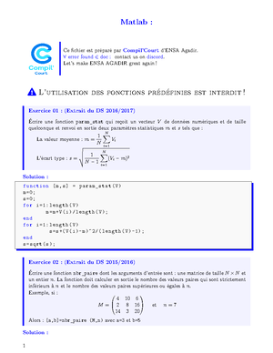 Devoir 2 Matlab avec Solution 2019-2020 - Outils Logiciels (MatLab, Psim) - Studocu