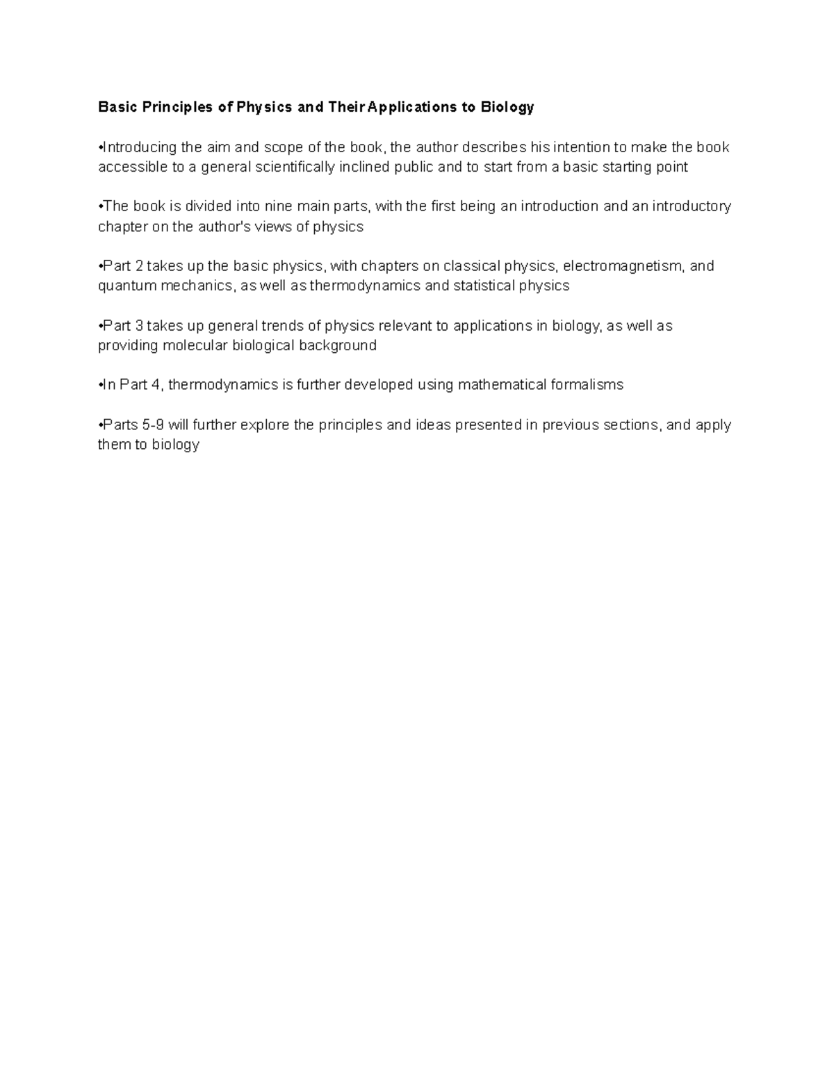 Basic Principles of Physics and Their Applications to Biology - Basic ...