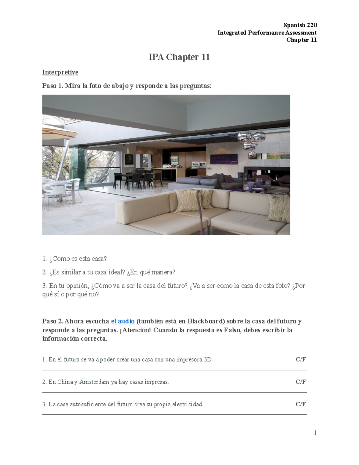 SPAN220 IPA CH11 Fall2018 - Integrated Performance Assessment Chapter ...