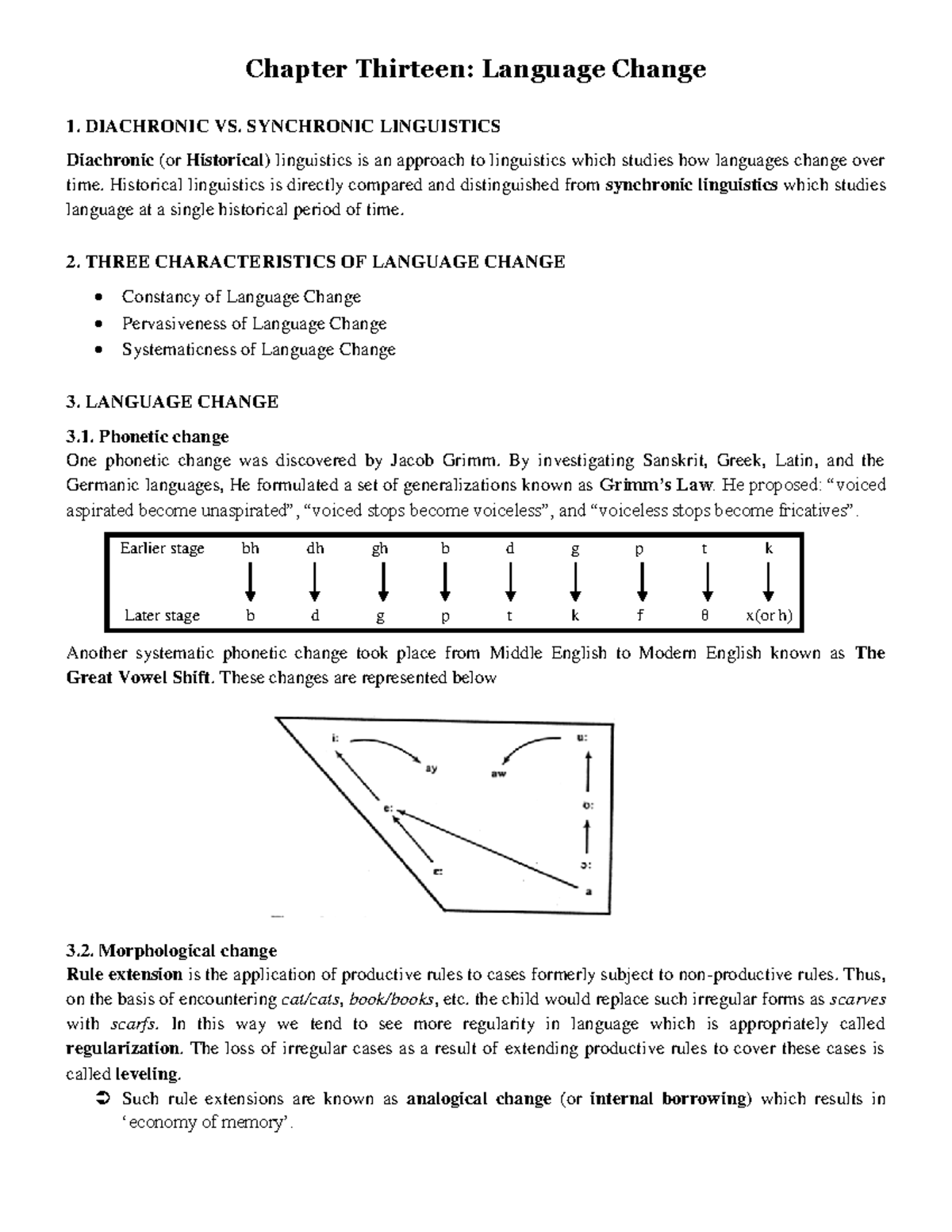 13-Language change - Chapter Thirteen: Language Change 1. DIACHRONIC VS ...