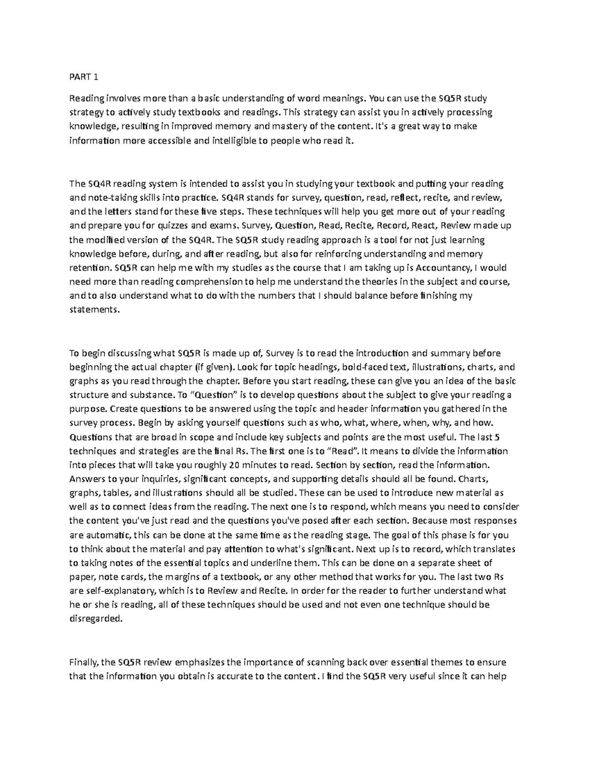 SQ5R - Literary World, SQ5R in order to help students with their ...