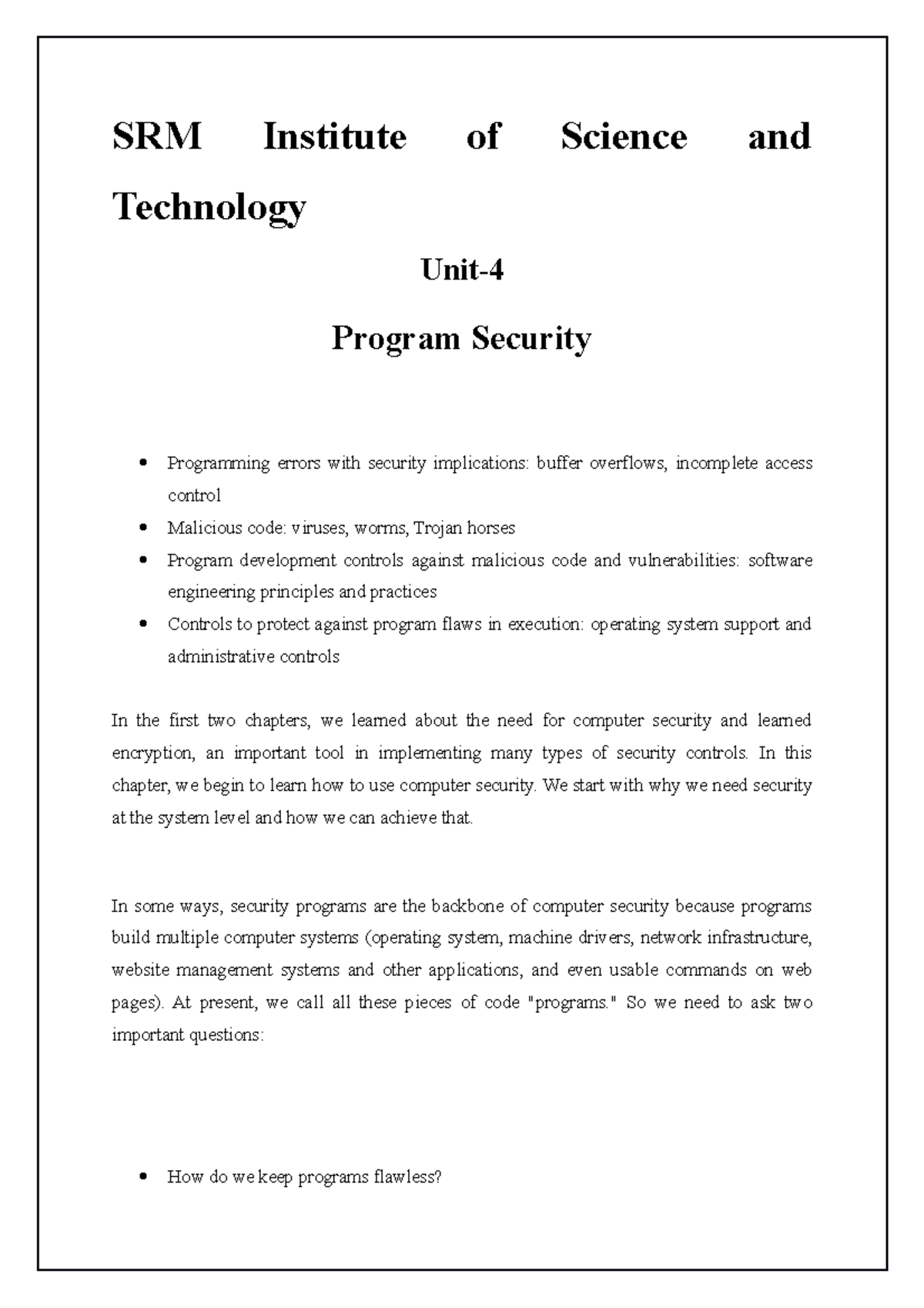 Program Security - Sandhiya - SRM Institute of Science and Technology ...
