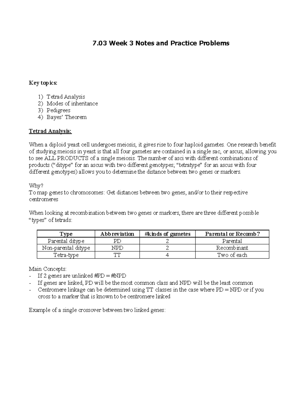 7.03 Week 3 Notes and Practice Problems - 7 Fall 2018, Recitation 3 ...