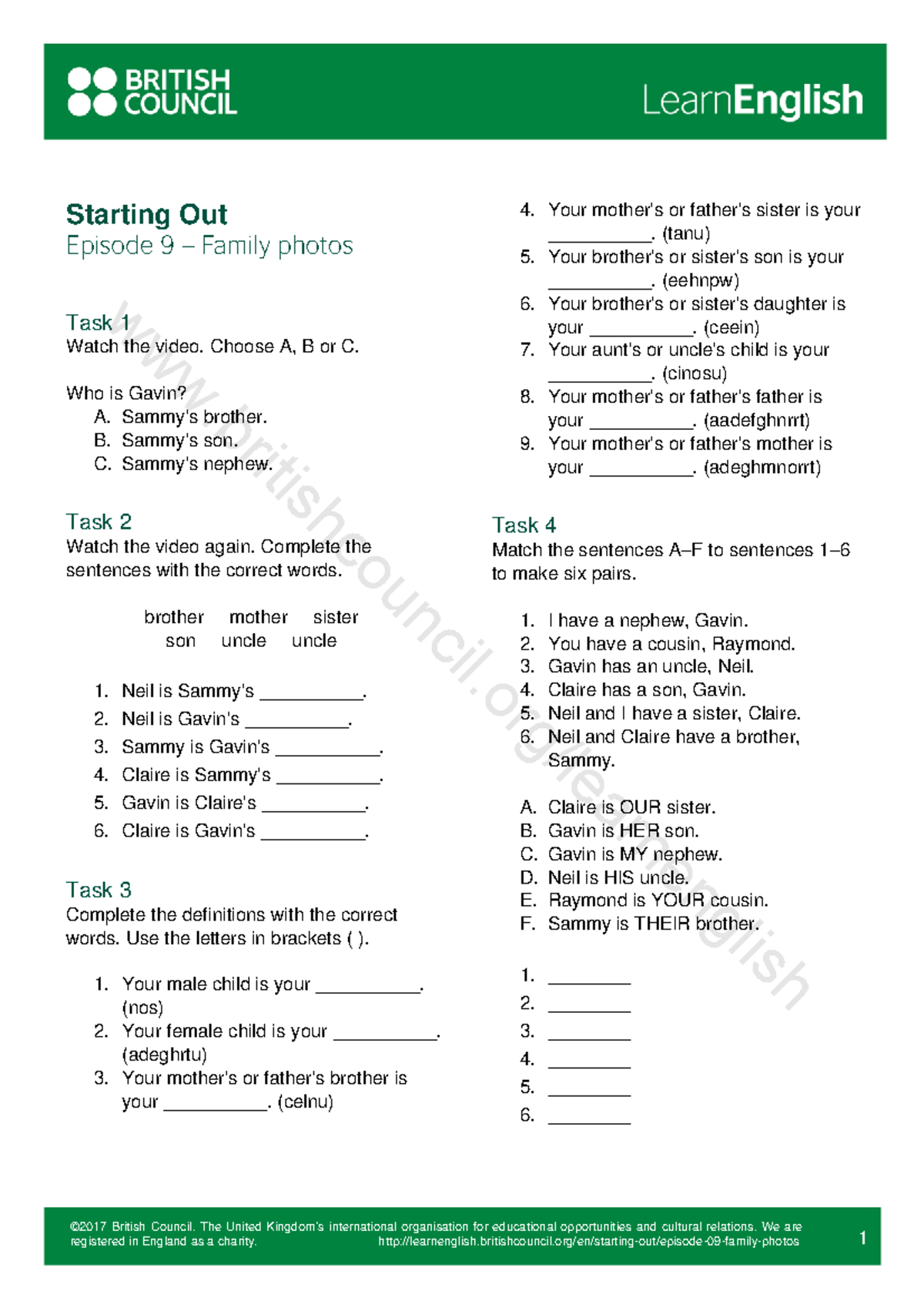 Family photos-support-pack - 1 ©2017 British Council. The United ...