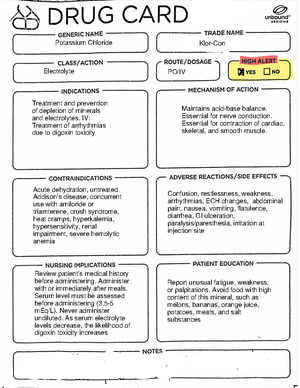 Humulin drug card - drug card - NUR 120 - Studocu