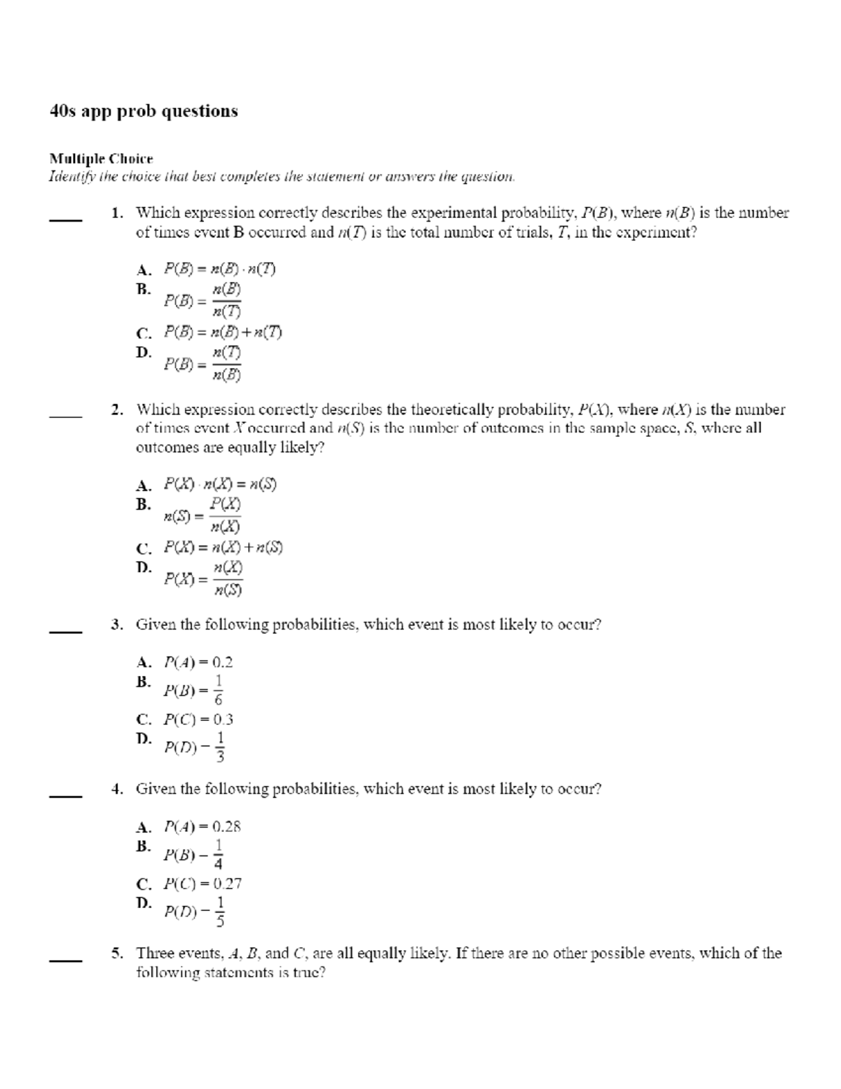 Applied Probs Questions - MATH-0104 - Studocu