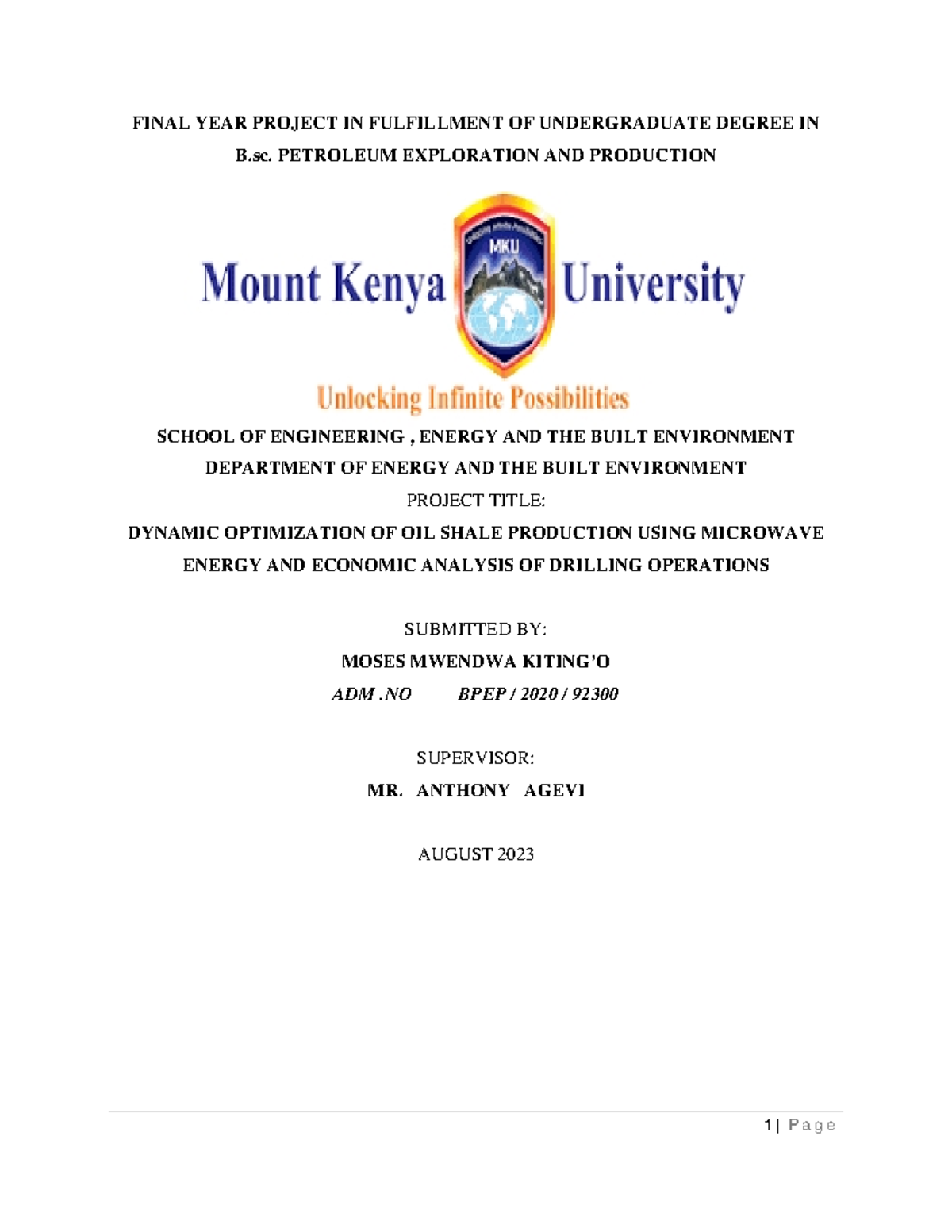 Moses kitingo final project draft - FINAL YEAR PROJECT IN FULFILLMENT ...