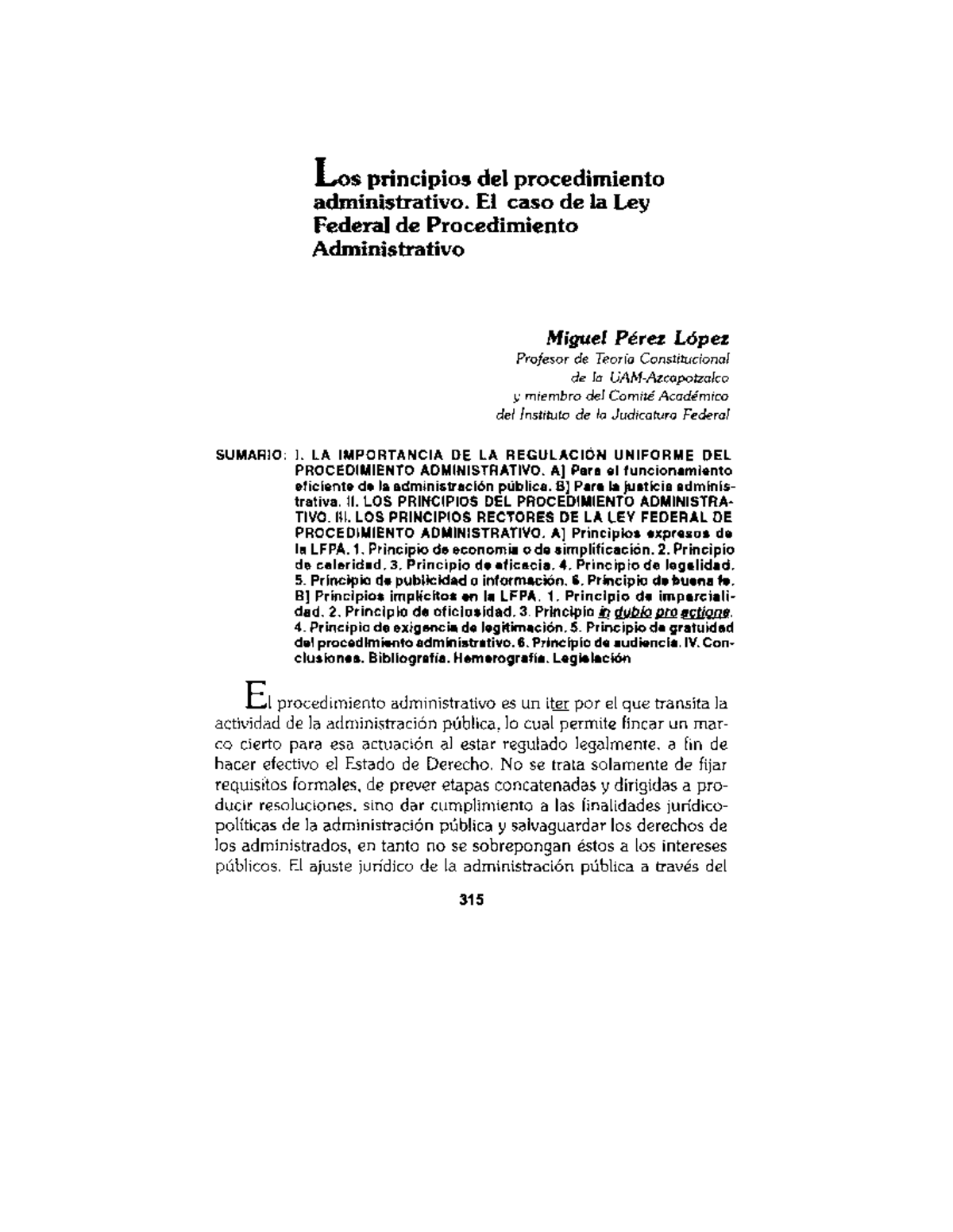 Perez, Miguel. LOS Principios DEL Procedimiento Administrativo. EL CASO ...