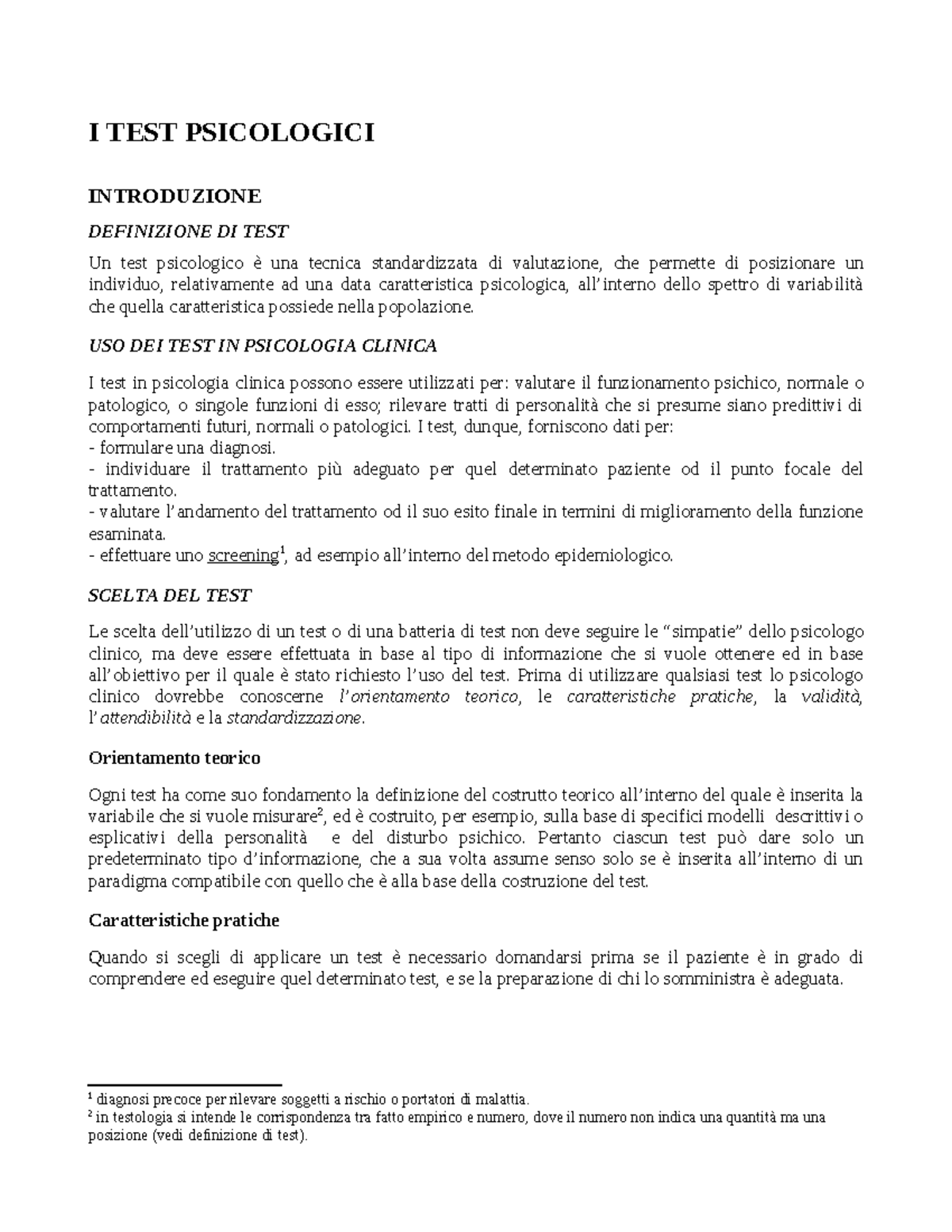 Test psicologici Rielaborazione - I TEST PSICOLOGICI INTRODUZIONE ...