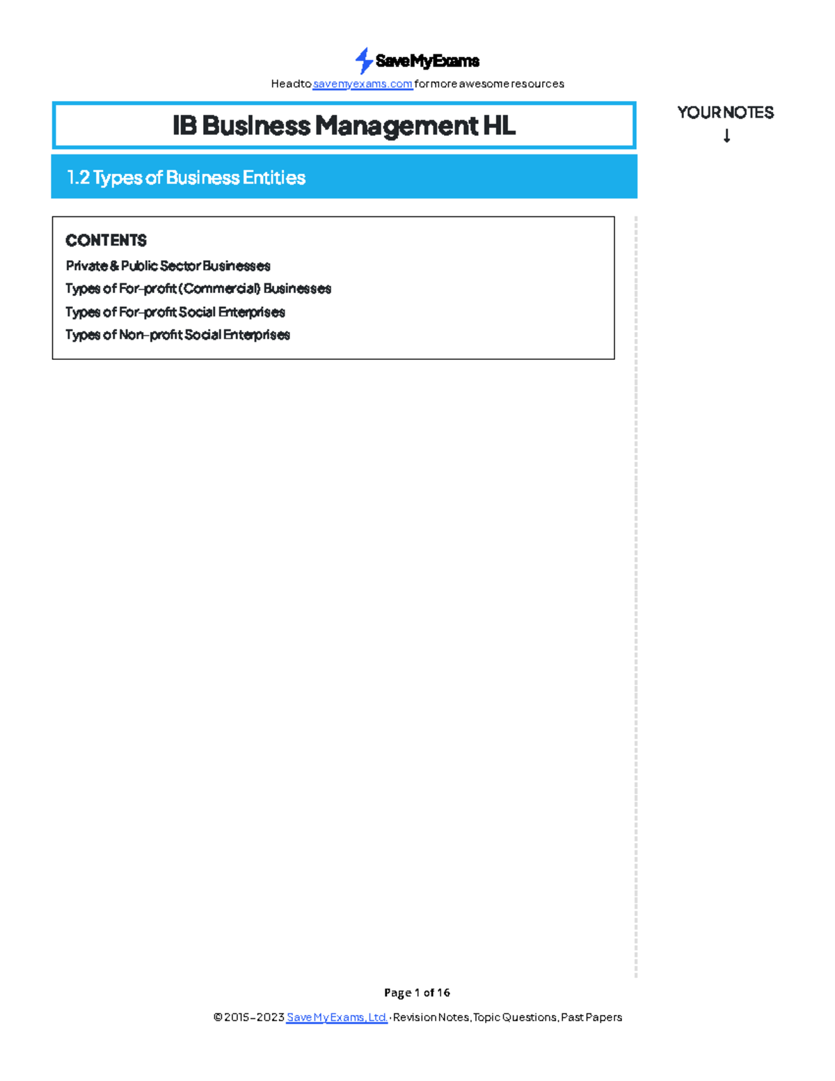 1.2 Types of Business Entities - Page 1 of 16 IB Business Management HL ...