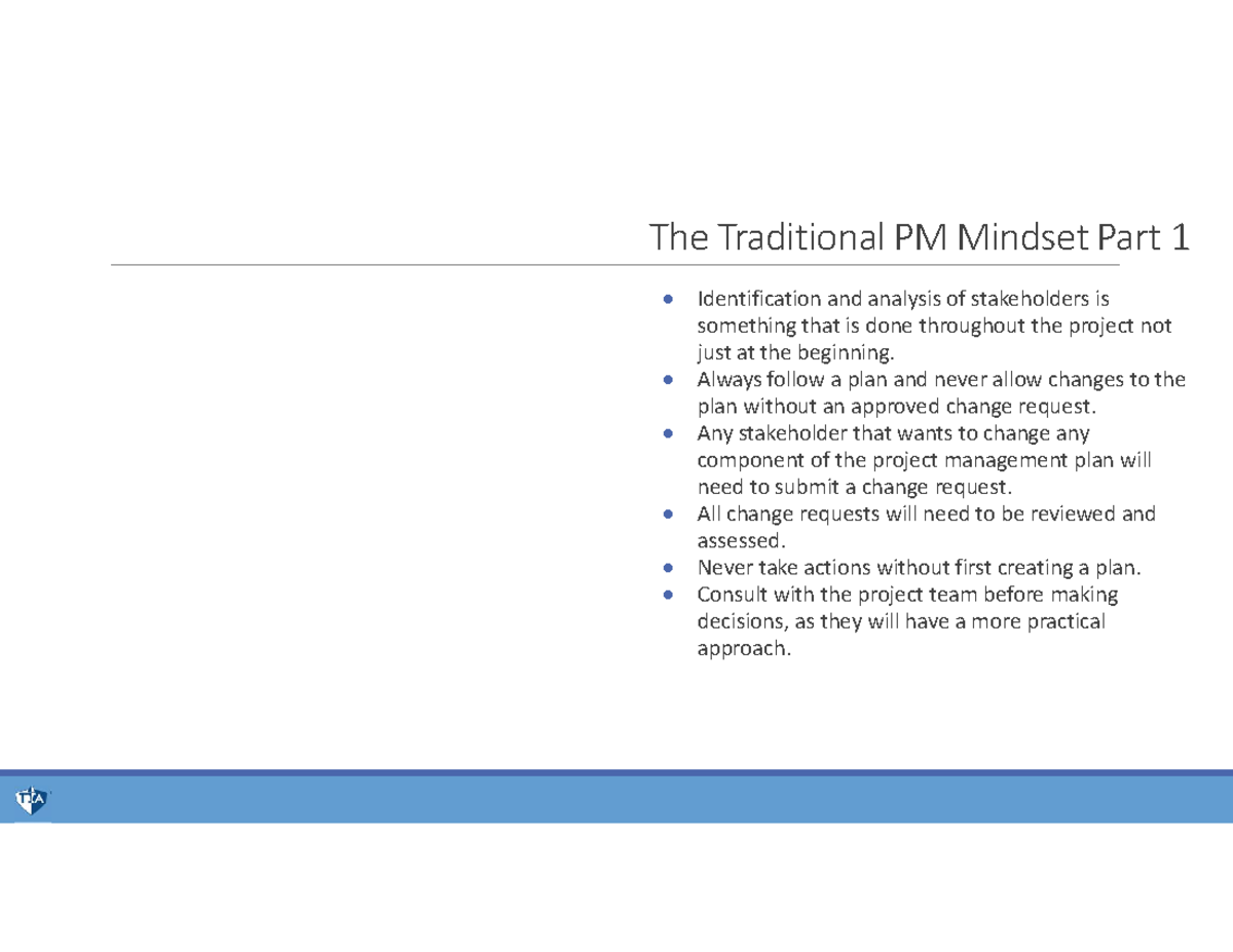 Mindset+Slides - About mindset in organisation - The Traditional PM Mindset Part 1 ...