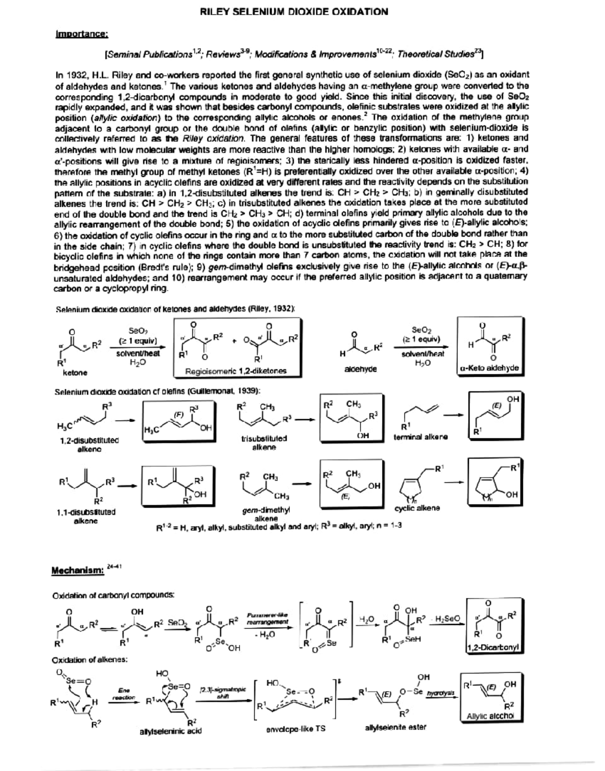 Riley selenium dioxide oxidation - RILEY SELENIUM DIOXIDE OXIDATION ...
