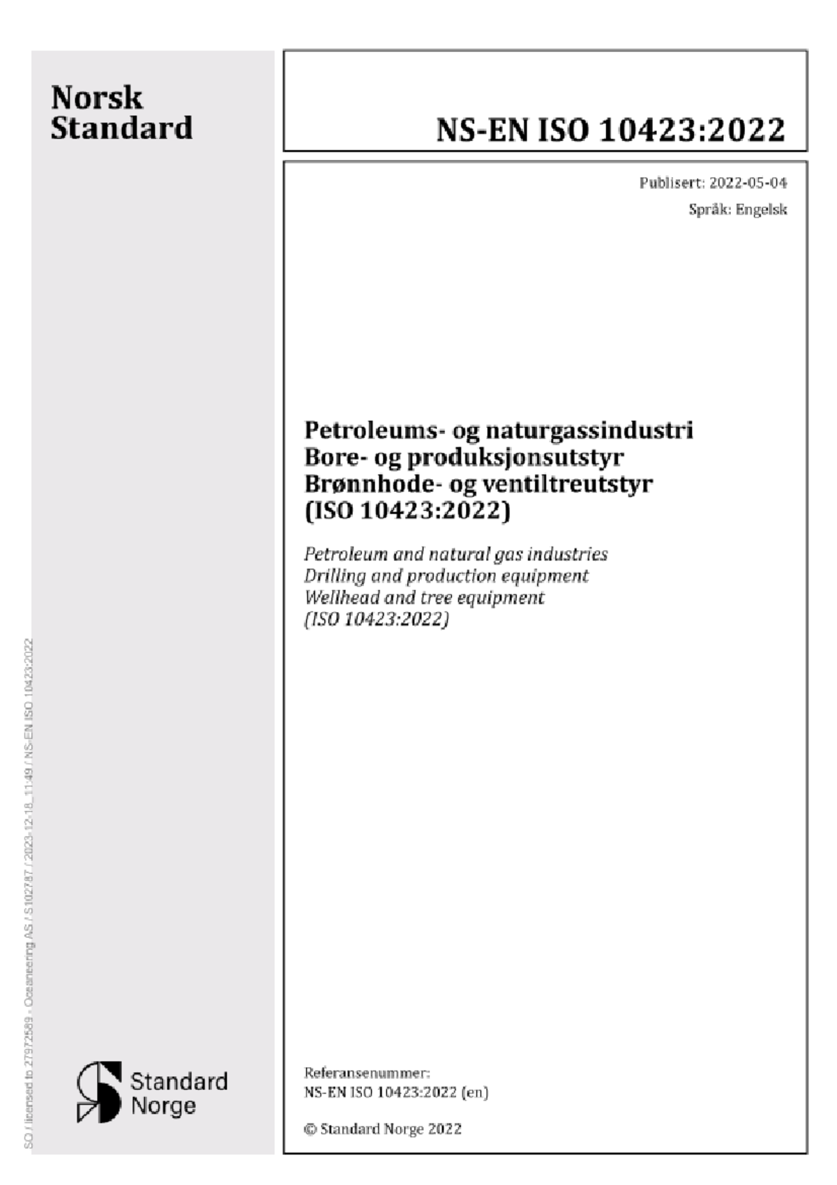 NS-EN-ISO-10423 2022 en 001 - orsk tandard ISO 10423:2022 Publisert ...