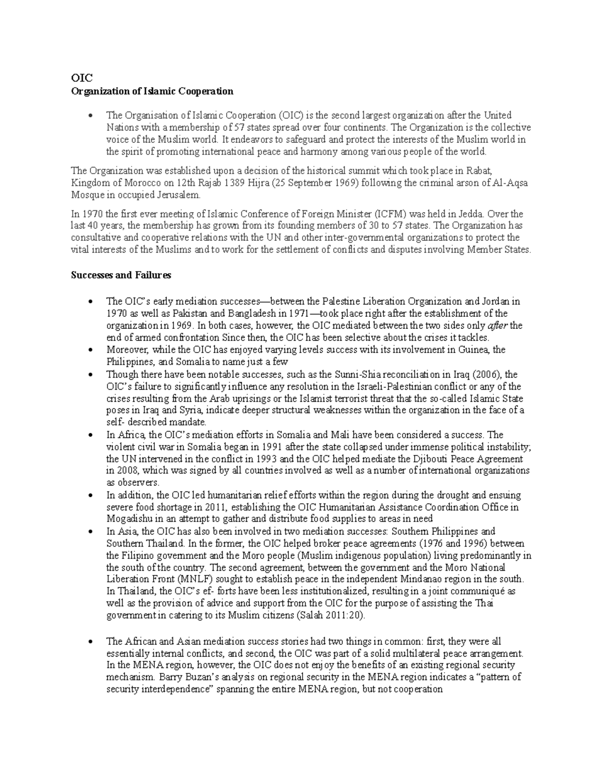 OIC - OIC Organization of Islamic Cooperation - The Organisation of ...