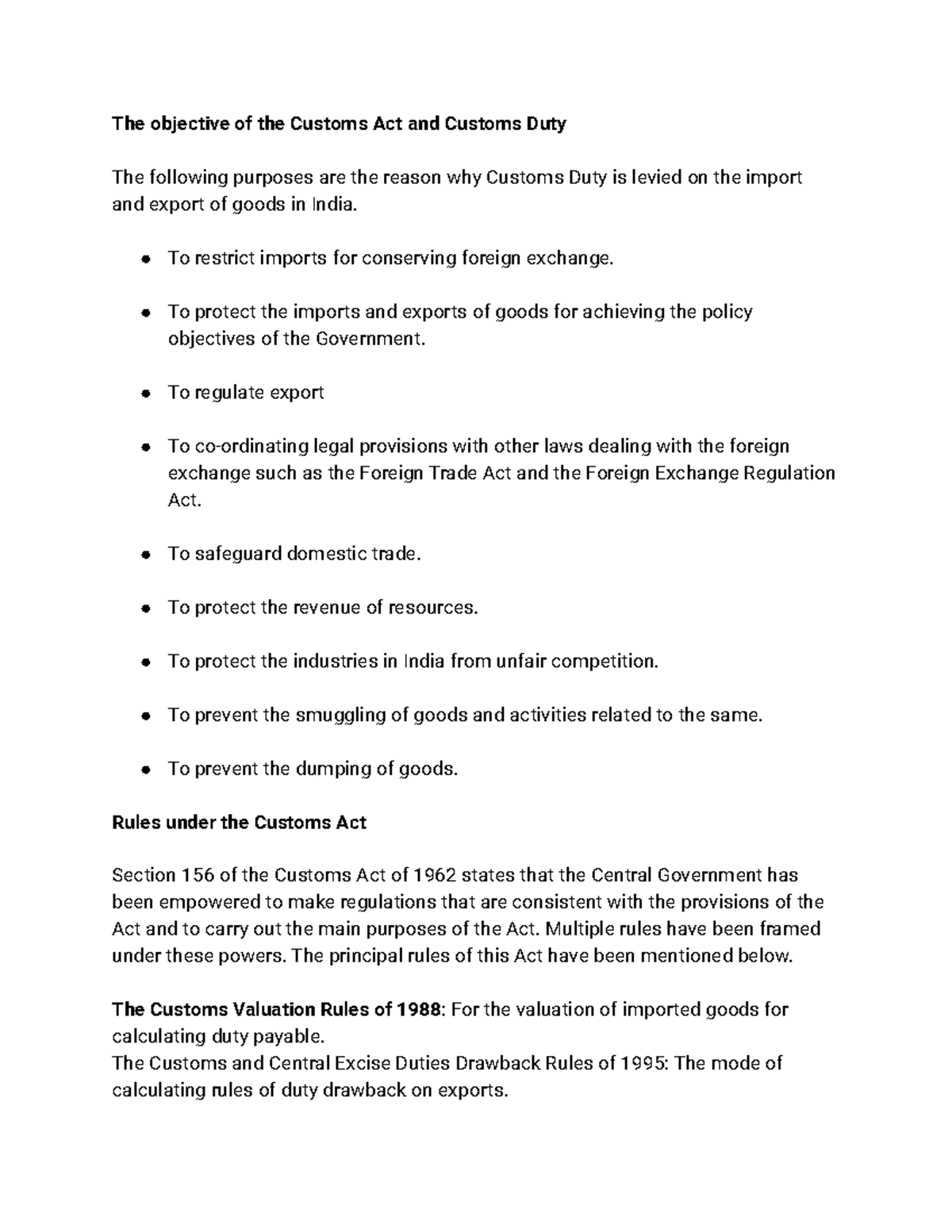 Custom act of 1962 - The objective of the Customs Act and Customs Duty ...