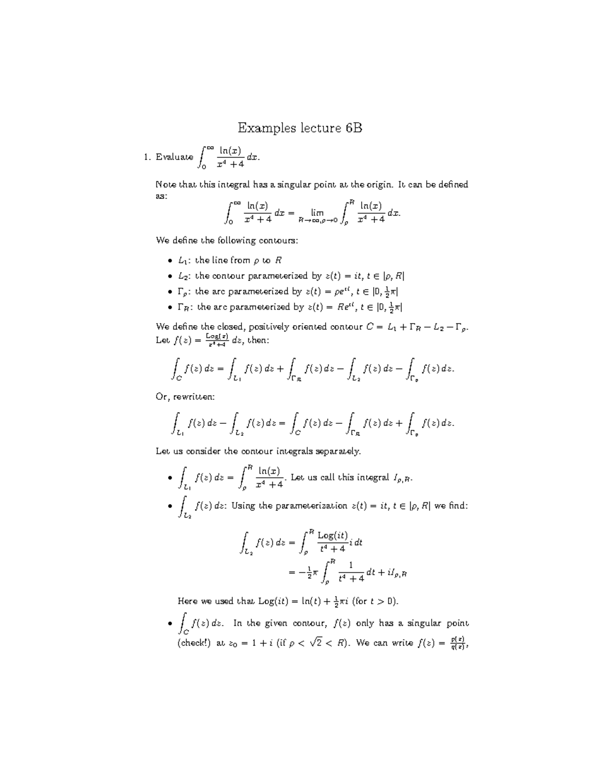 Solution to examples 2 version 2022 - 6B - Examples lecture 6B Evaluate ...