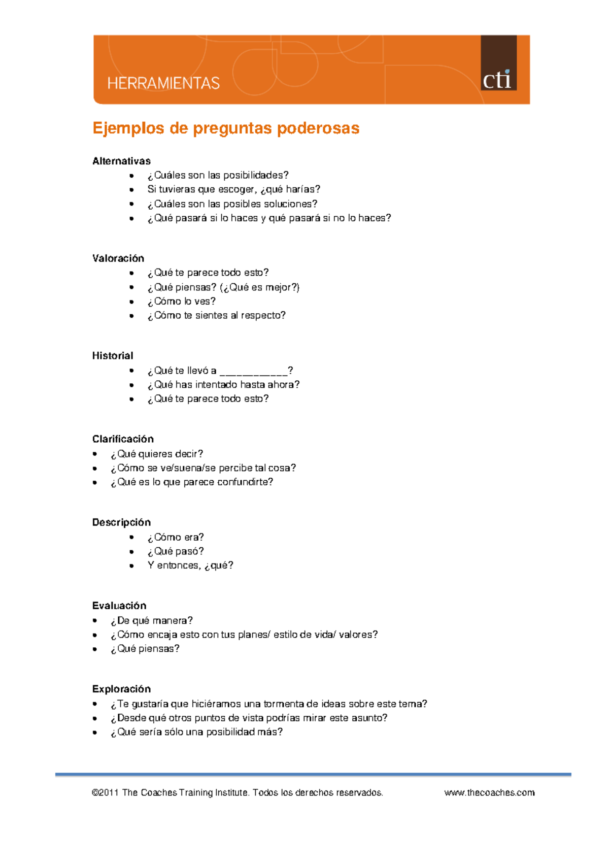 Preguntas poderosas de Coaching importante para acompañamiento - San ...