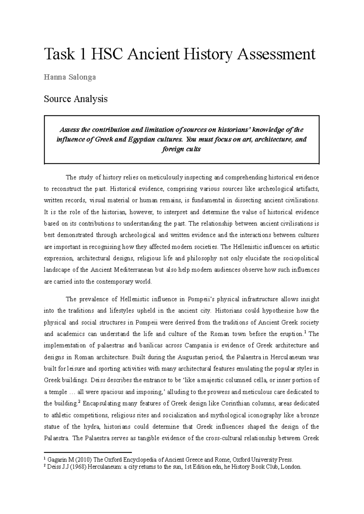 Task 1 HSC Ancient History Assessment Source Analysis - Task 1 HSC ...