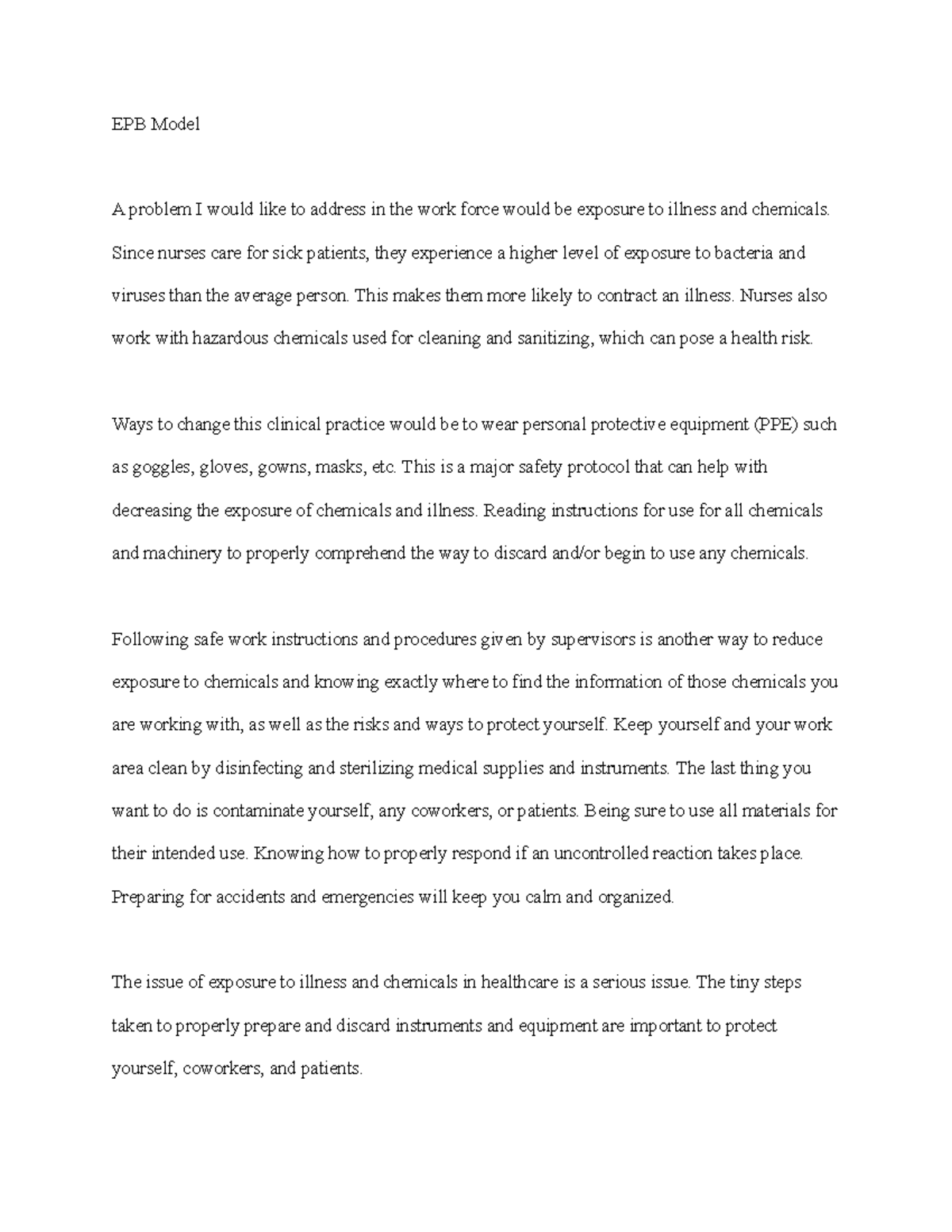 EPB Model - study material - EPB Model A problem I would like to ...