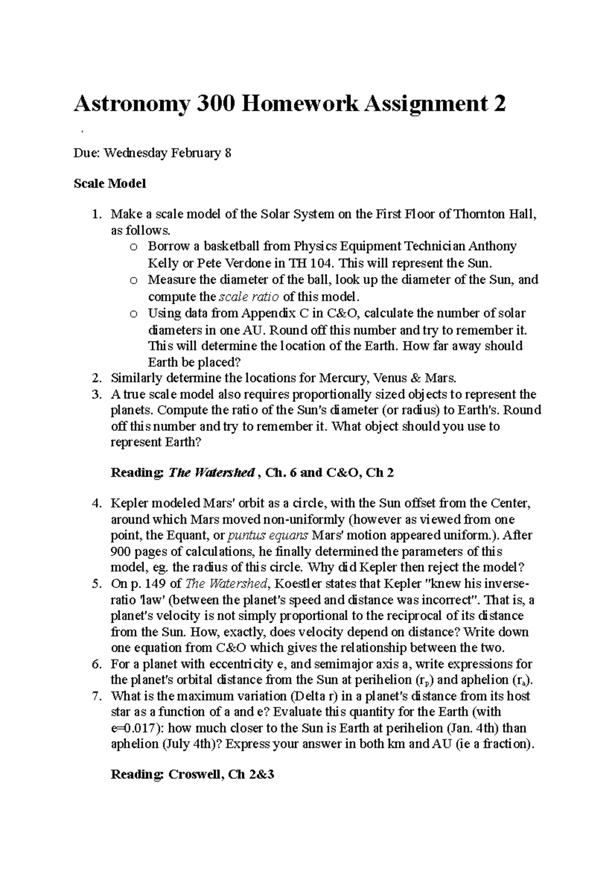 Astronomy 300 Homework Assignment 2 - Astronomy 300 Homework Assignment ...