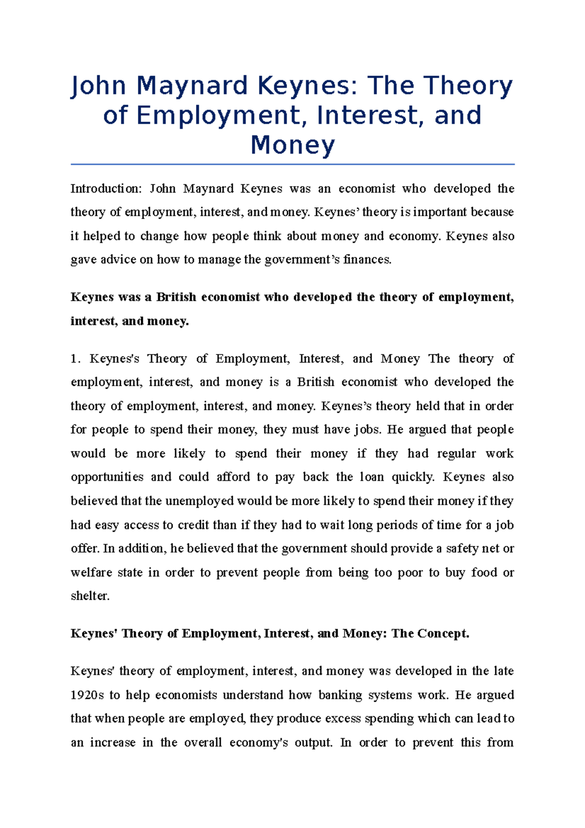 John Maynard Keynes, The Theory of Employment, Interest, and Money ...