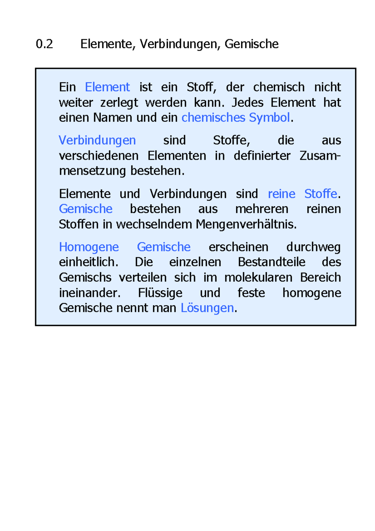 0.II Elemente, Verbindungen, Gemische - Jedes Element hat einen Namen ...