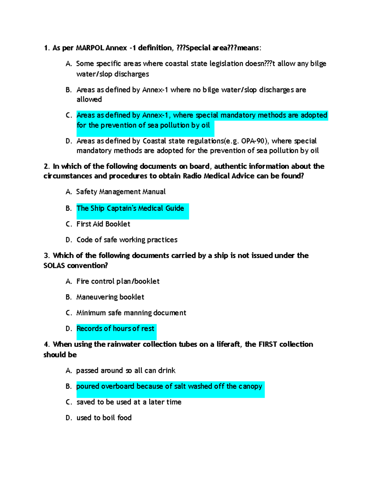 Marine Shipi Management Safety Procedures - 1. As per MARPOL Annex -1 ...