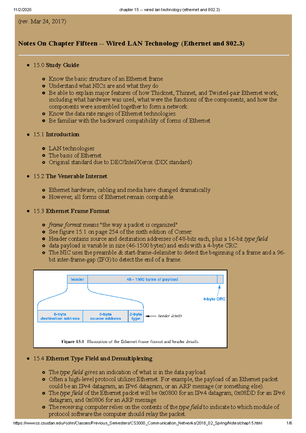 Chapter 15 - wired lan technology (ethernet and 802 - (rev. Mar 24 ...