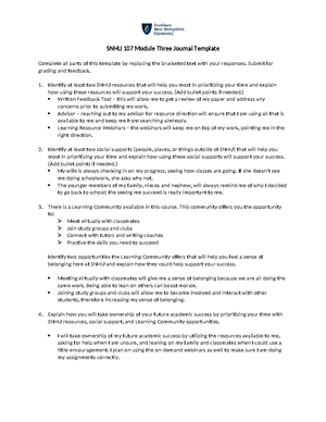 SNHU 107 Module Four Journal Mission Statement and Goals - SNHU 107 ...