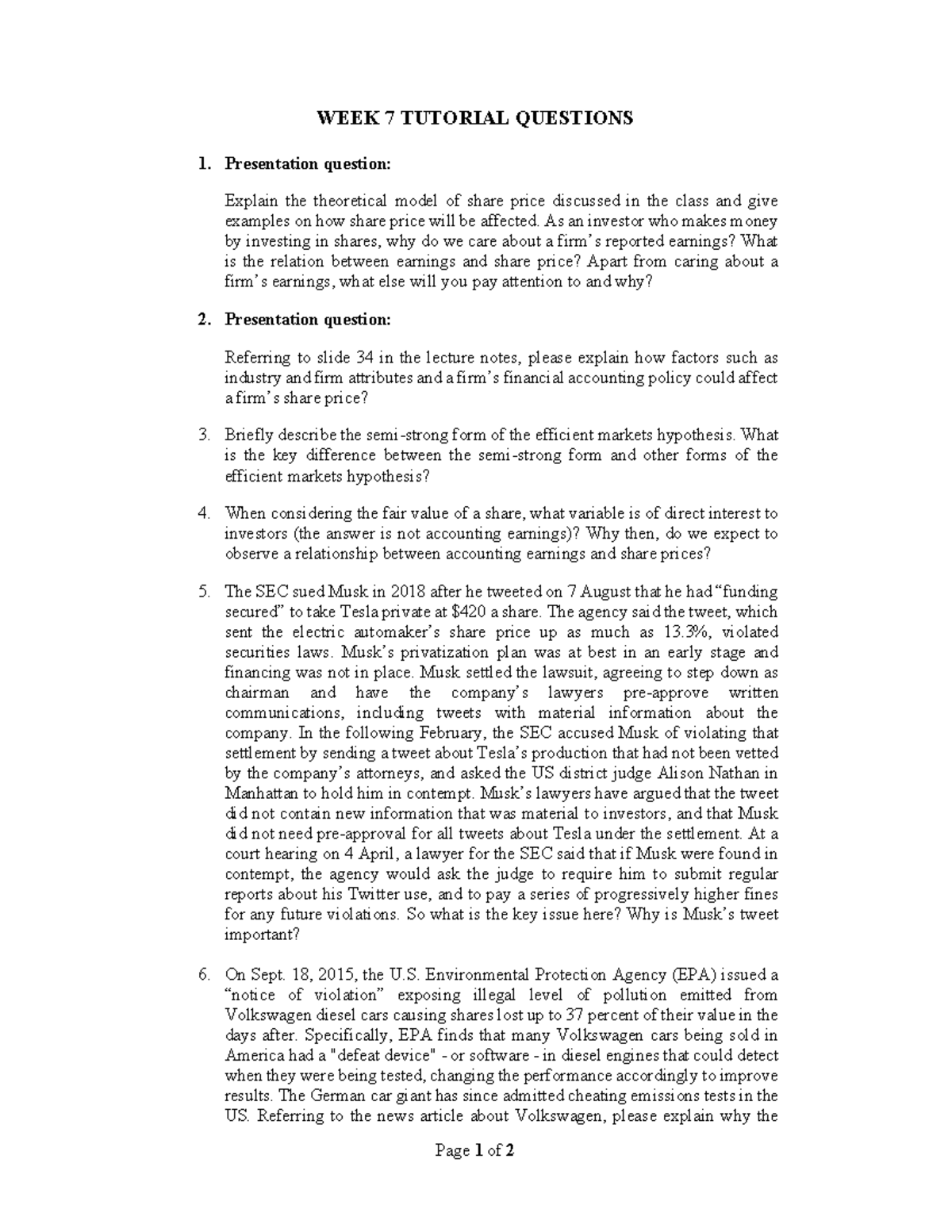 Tutorial questions s2 - Page 1 of 2 WEEK 7 TUTORIAL QUESTIONS ...