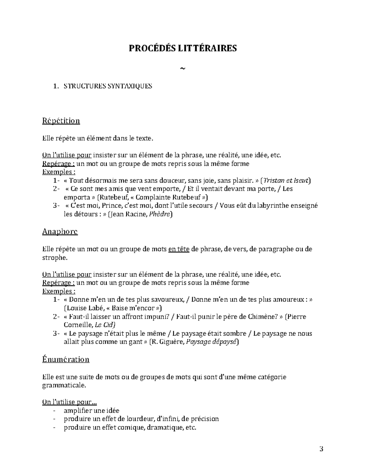Guide Procedes - Travî - PROCÉDÉS LITTÉRAIRES ~ 1. STRUCTURES ...