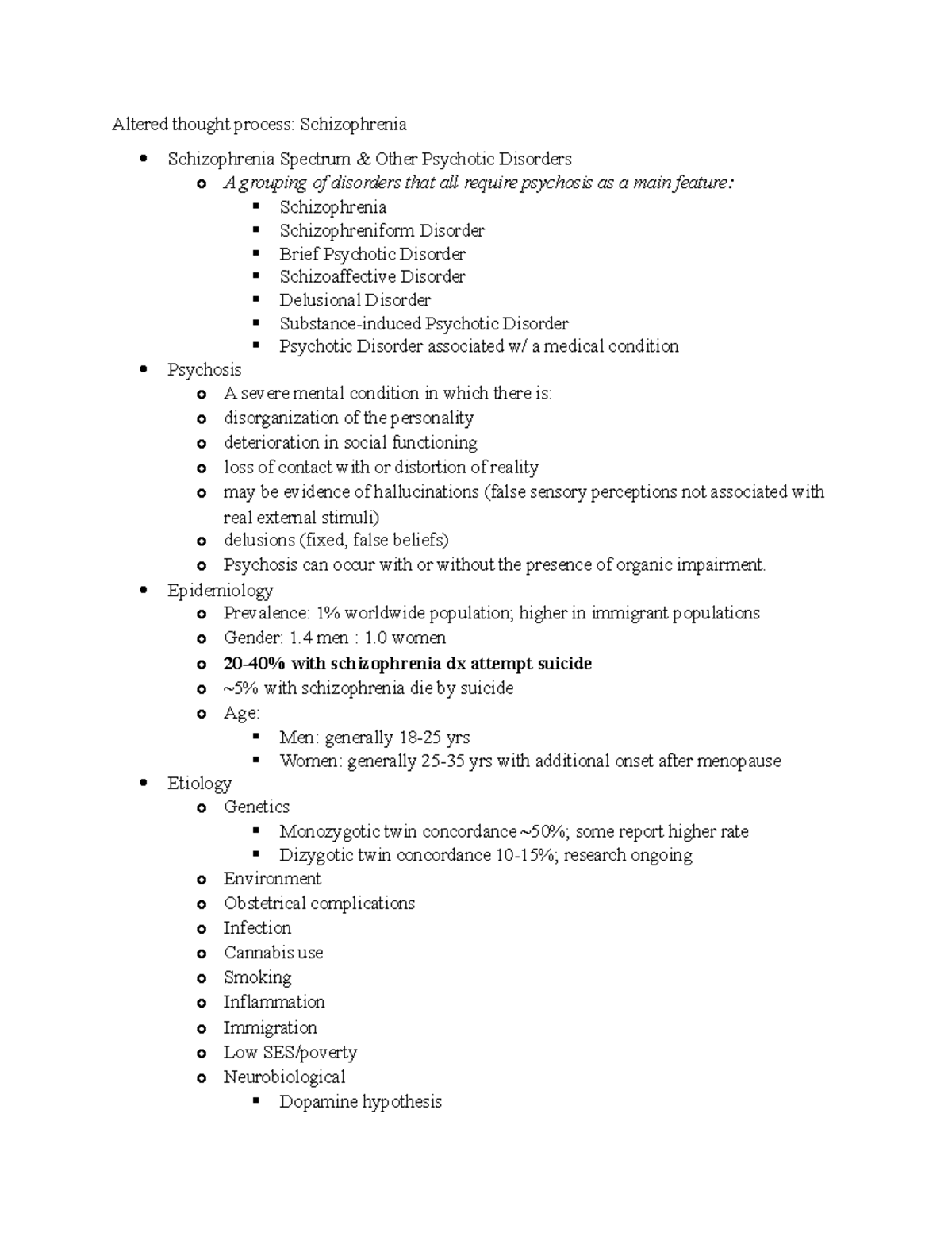 Schizophrenia Study Guide - Altered thought process: Schizophrenia ...