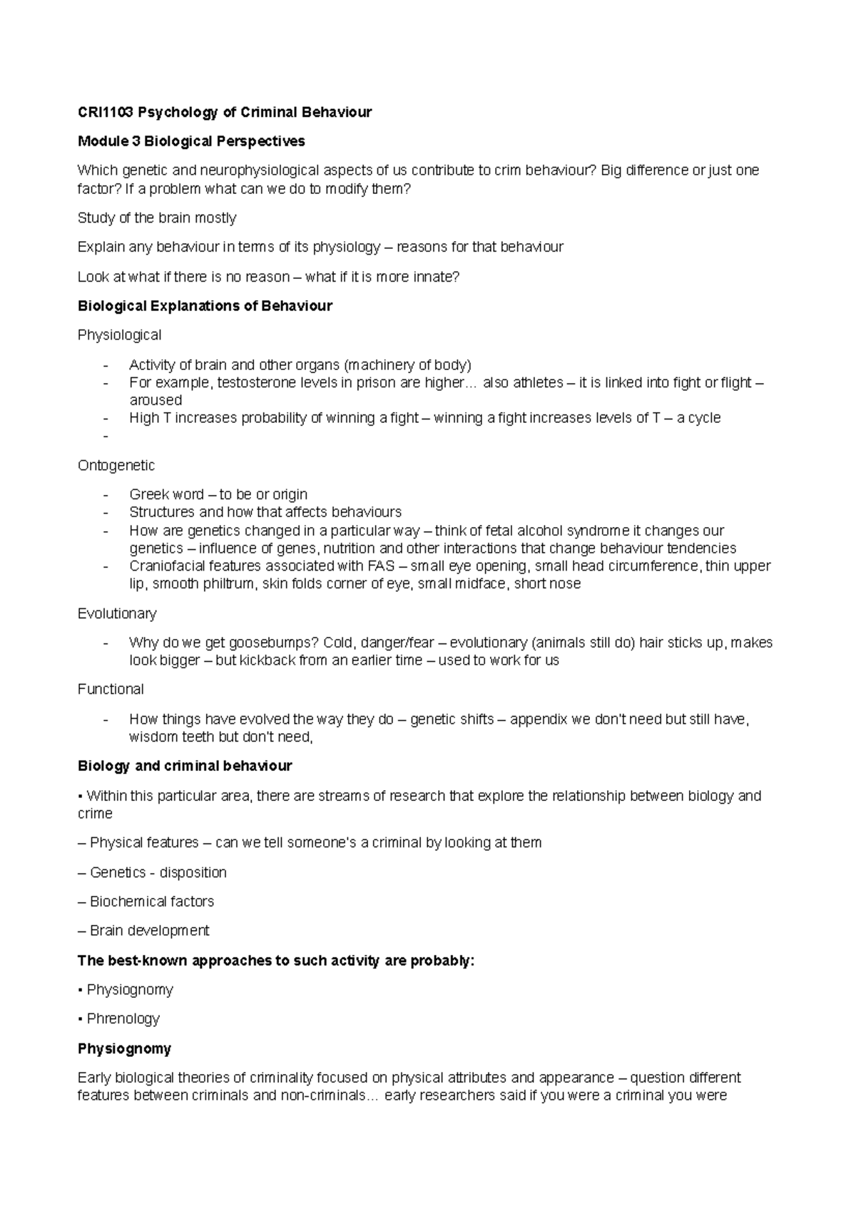CRI1104 Psychology Studocu Notes Module 3 - CRI1103 Psychology of ...