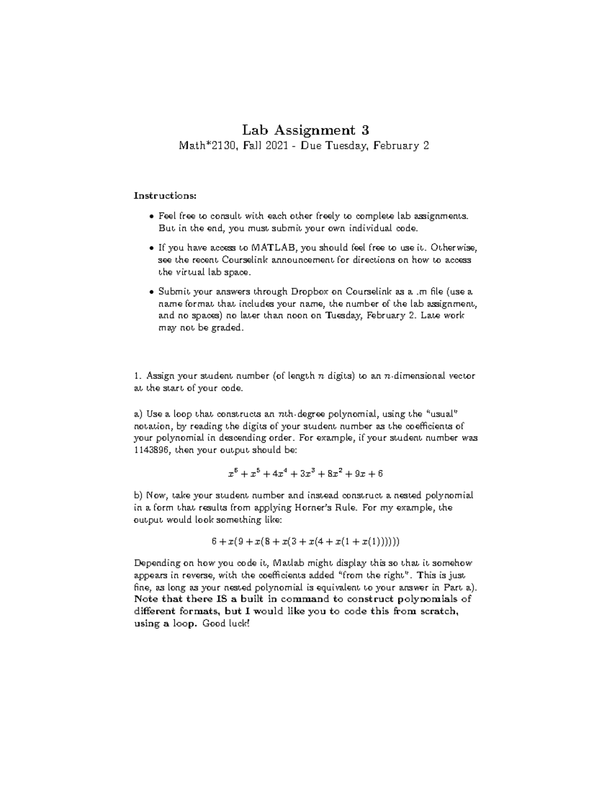 Lab Assignment 3 - But in the end, you must submit your own individual ...