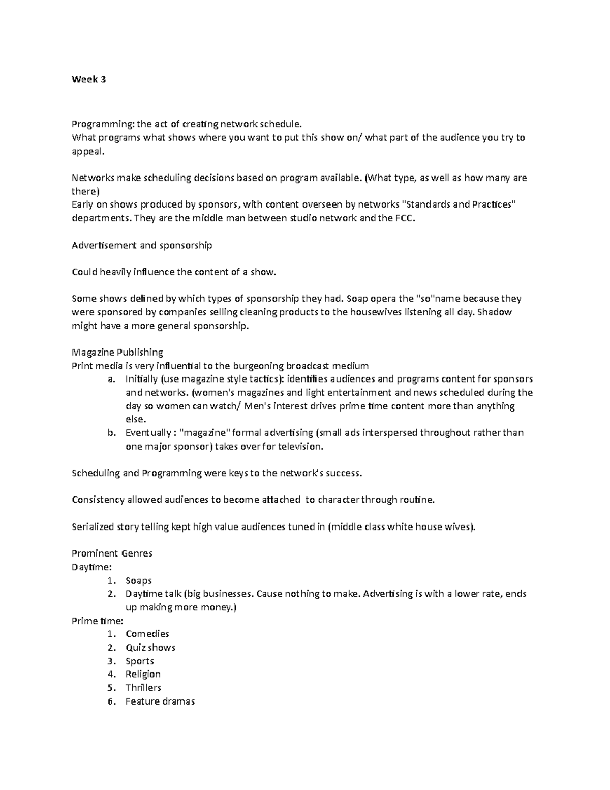 Rest of notes - Week 3 Programming: the act of creating network ...