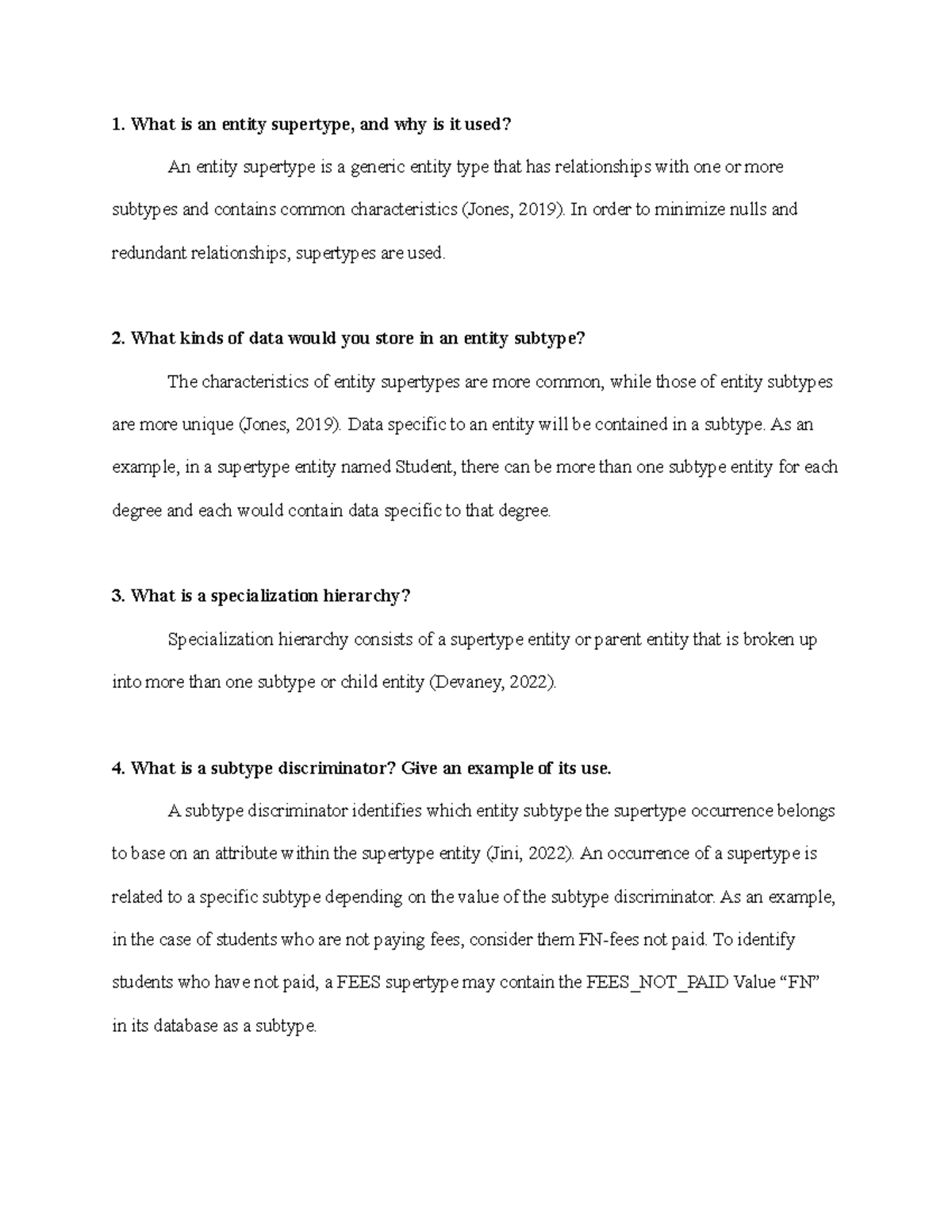 Homework Assignment 5 - What is an entity supertype, and why is it used ...