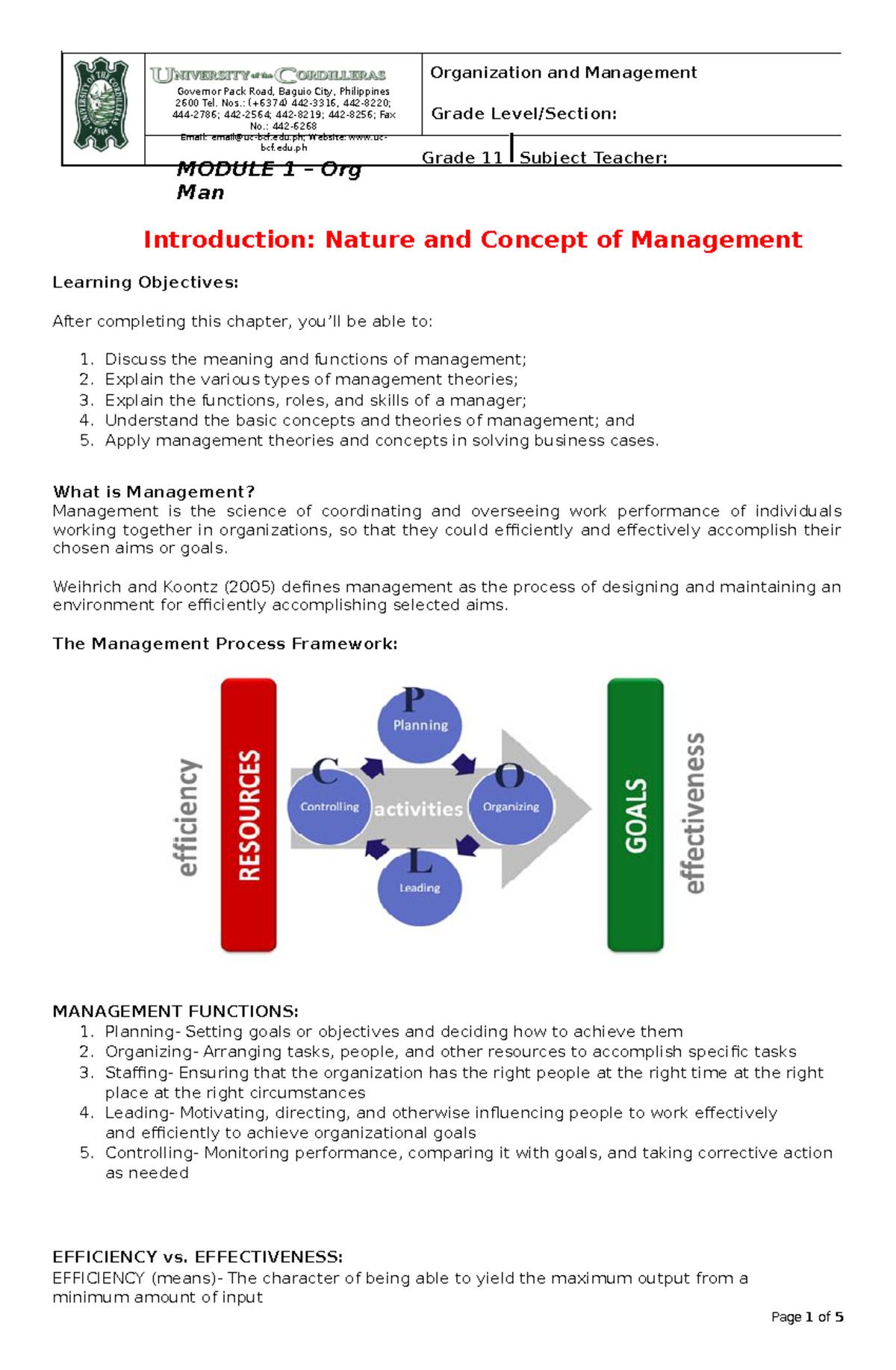474668340 Org Man Module 1 Nature Concept of Mgmt pdf - Governor Pack ...