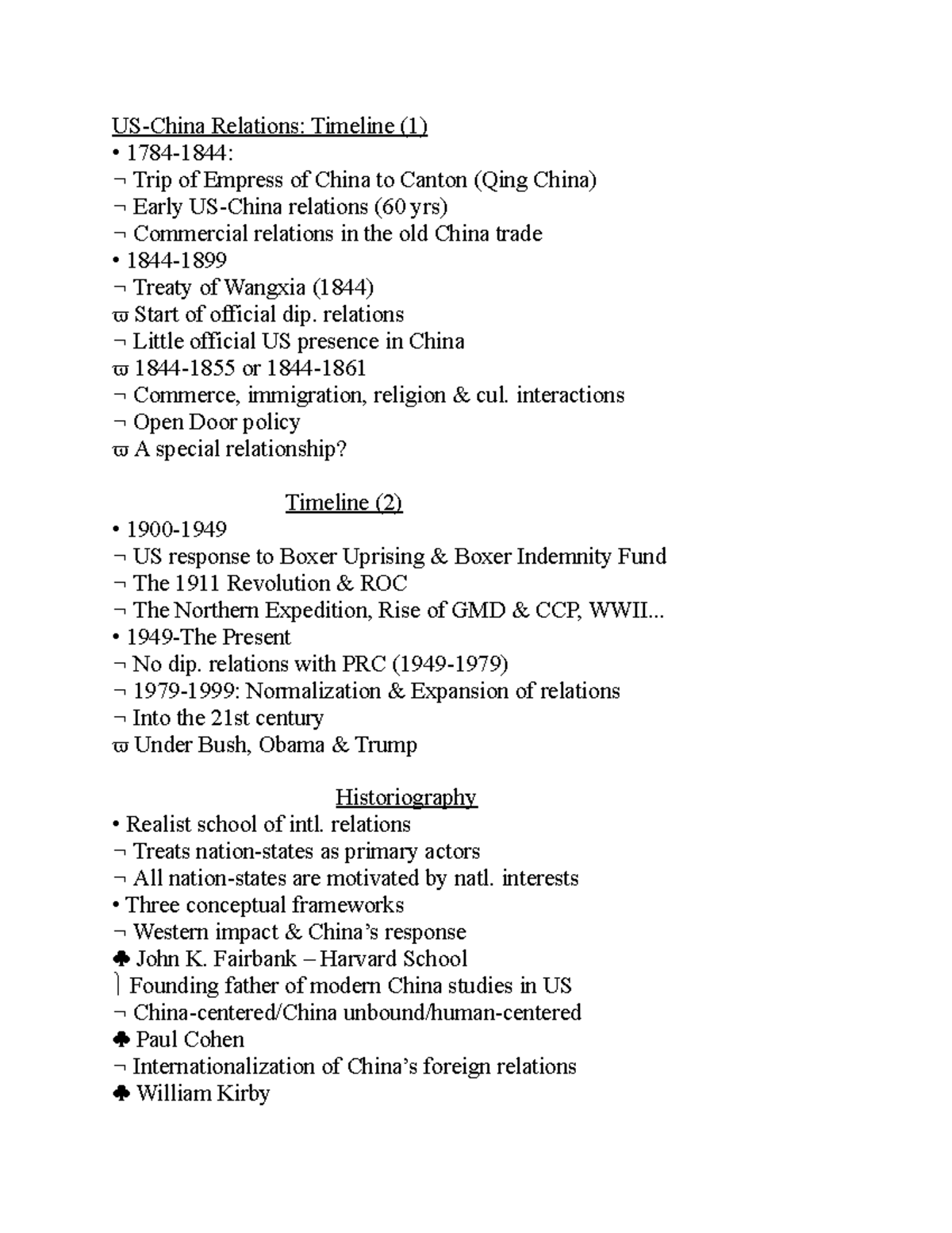 US - lecture notes - US-China Relations: Timeline (1) 1784-1844: Trip ...